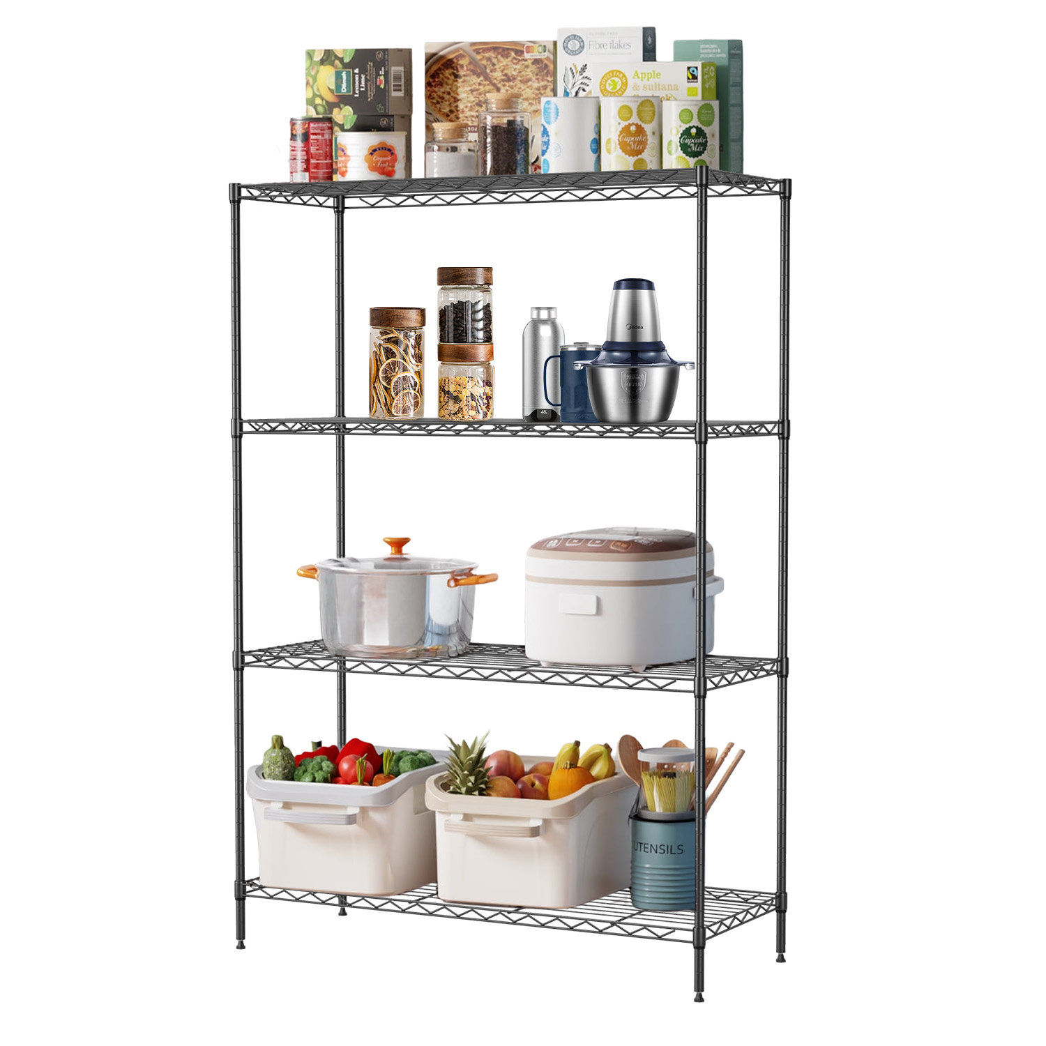 Ivy Bronx 4 Tier Wire Shelving Standing Shelving Unit Storage Shelf 13. ...