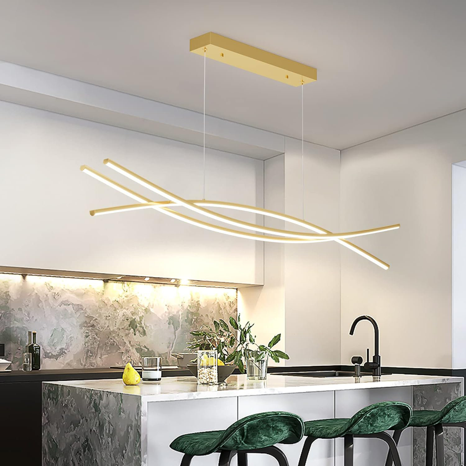 Everly Quinn Modern Linear LED Pendant Light With Stepless Dimming And ...
