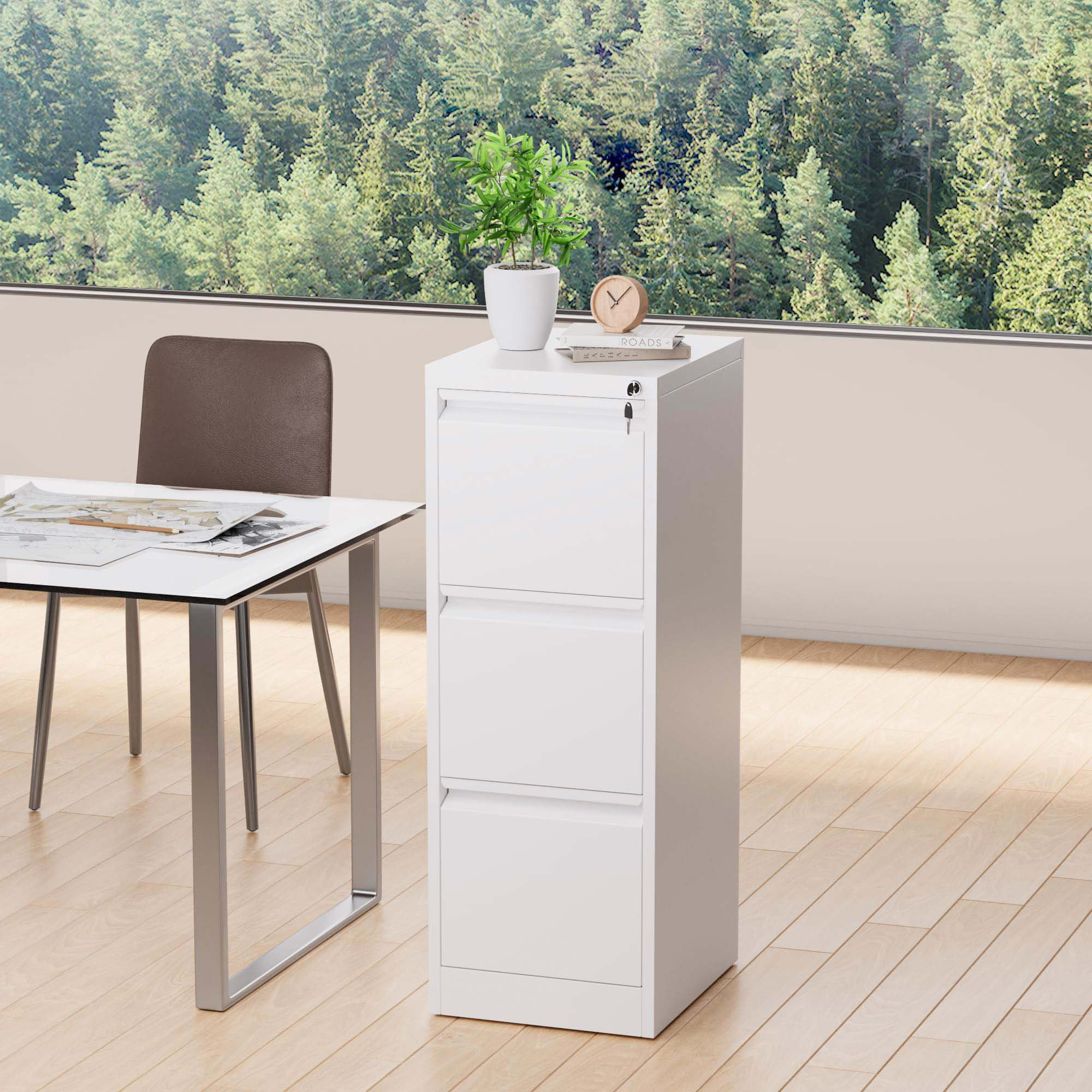 Inbox Zero 3 Drawer Vertical File Cabinet With Lock | Wayfair