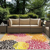 DECOMALL SUNSHINE Multicolored Bubbles Design Performance Outdoor Rugs ...