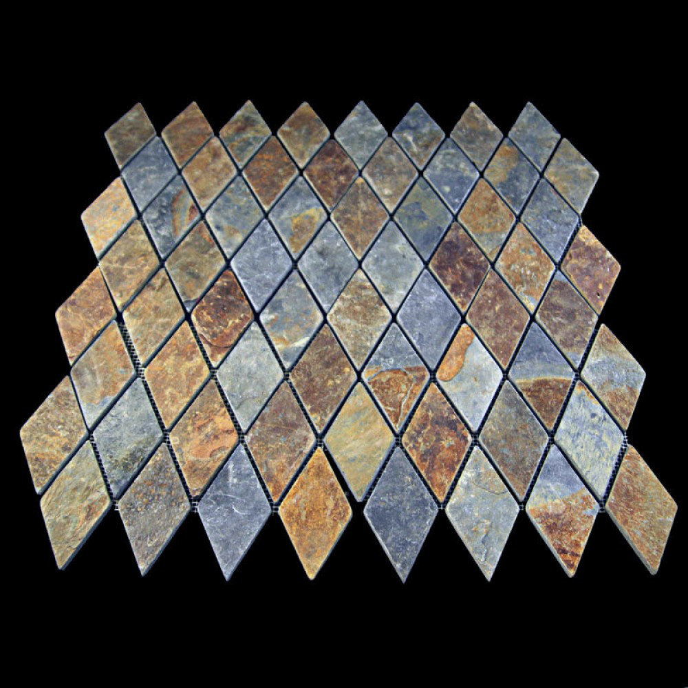 The Tile Square Rusty Slate Diamond 12" x 12" Mosaic Wall & Floor Tile ...