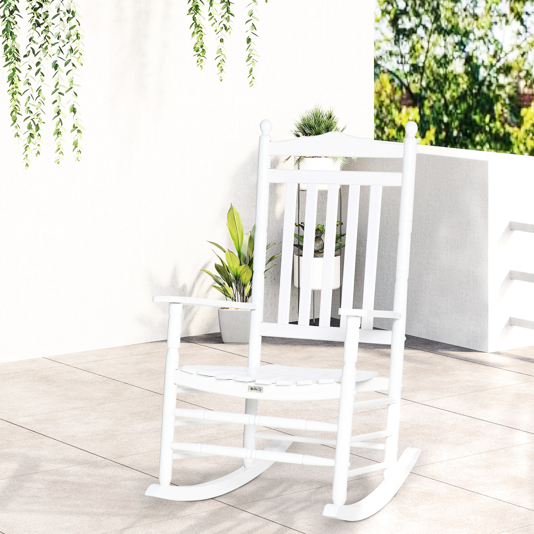 Latitude Run® White Traditional Porch Rocking Seat By - Wooden, High ...