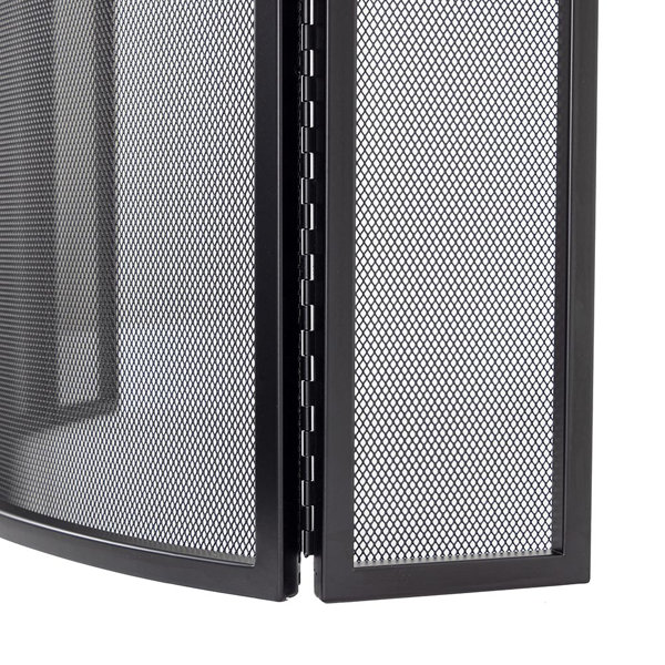 Modern Ember Mill Creek 3-Panel Mesh Fireplace Screen in Black | Heavy ...