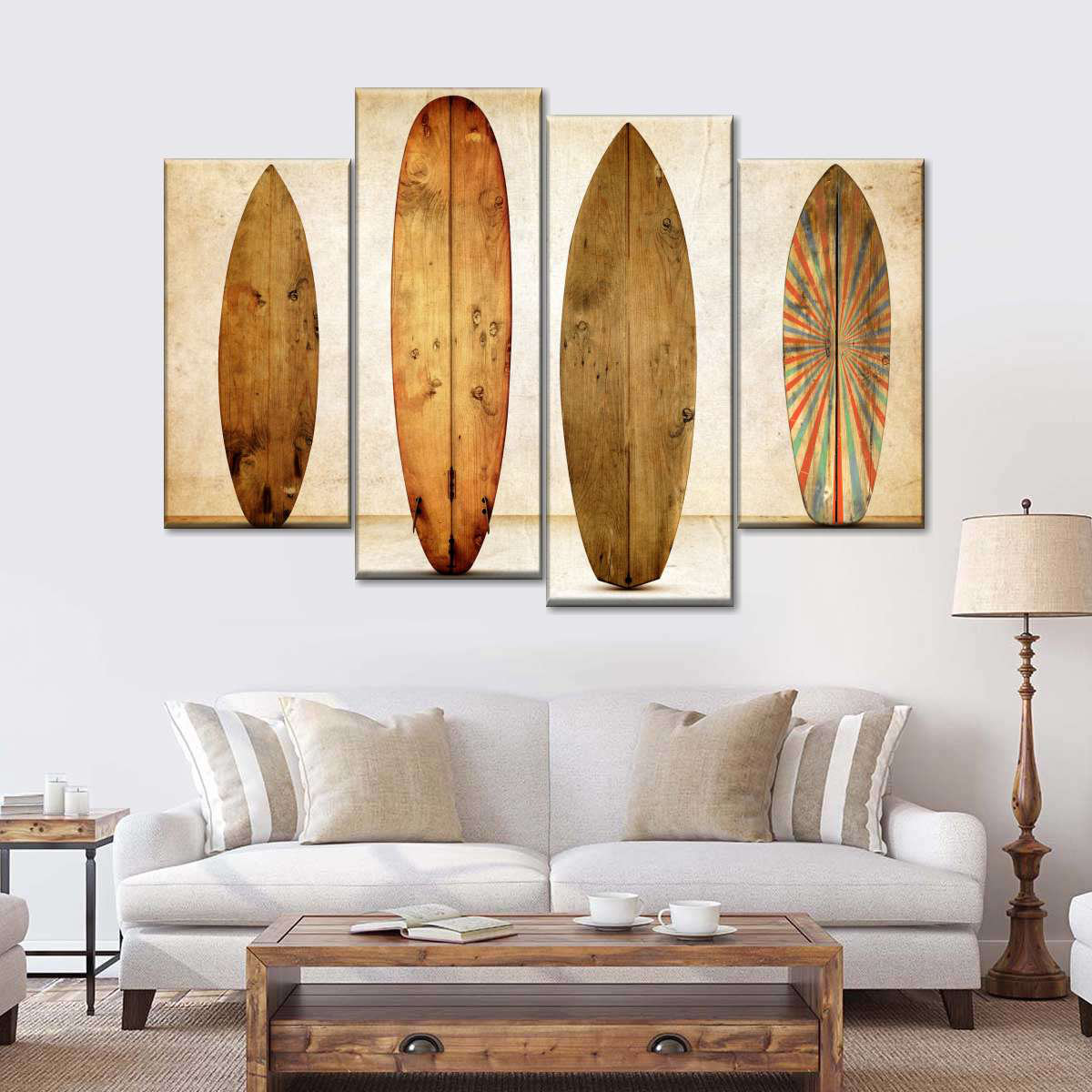Highland Dunes Surfing Vintage Surfboards On Canvas 4 Pieces Print ...