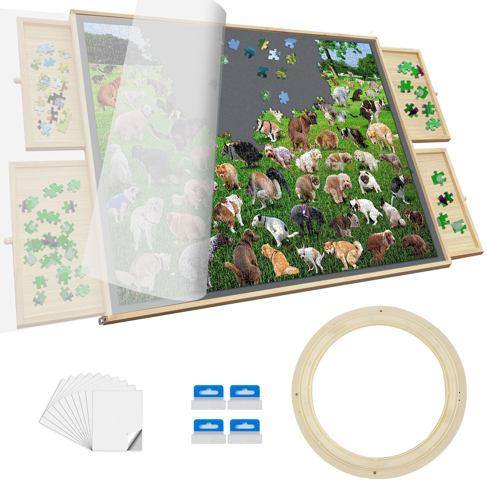 Rose Home Fashion Lazy Susan Spinning Puzzle Boards Rotating Jigsaw ...