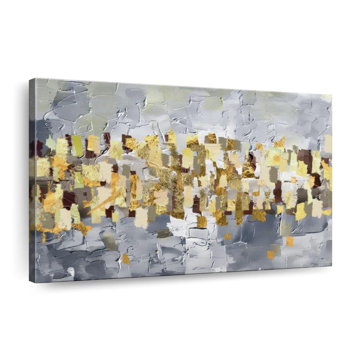 Wrought Studio™ Gold And Silver Abstract On Canvas Print | Wayfair