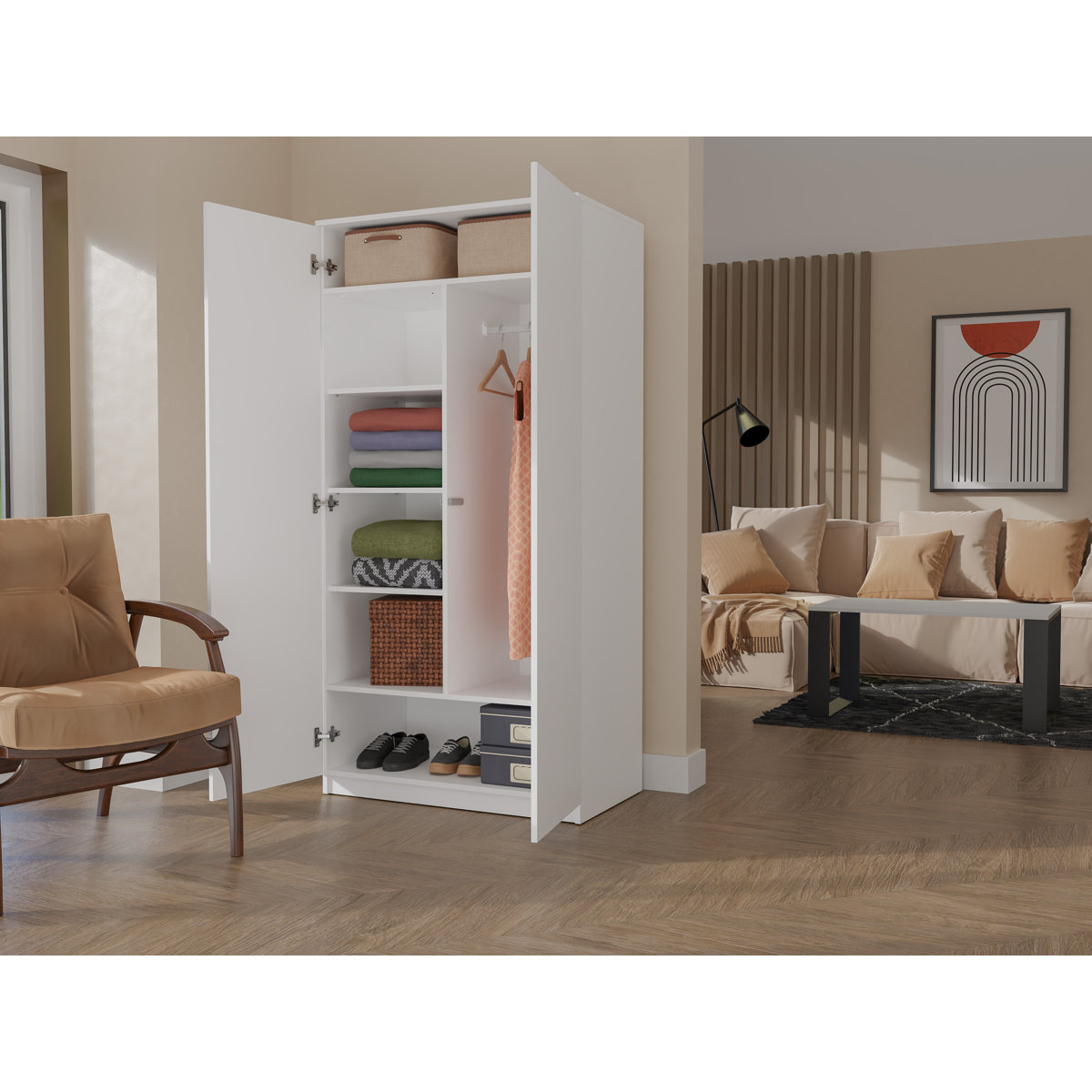 17 Stories Shaline 2 Door Wardrobe | Wayfair.co.uk