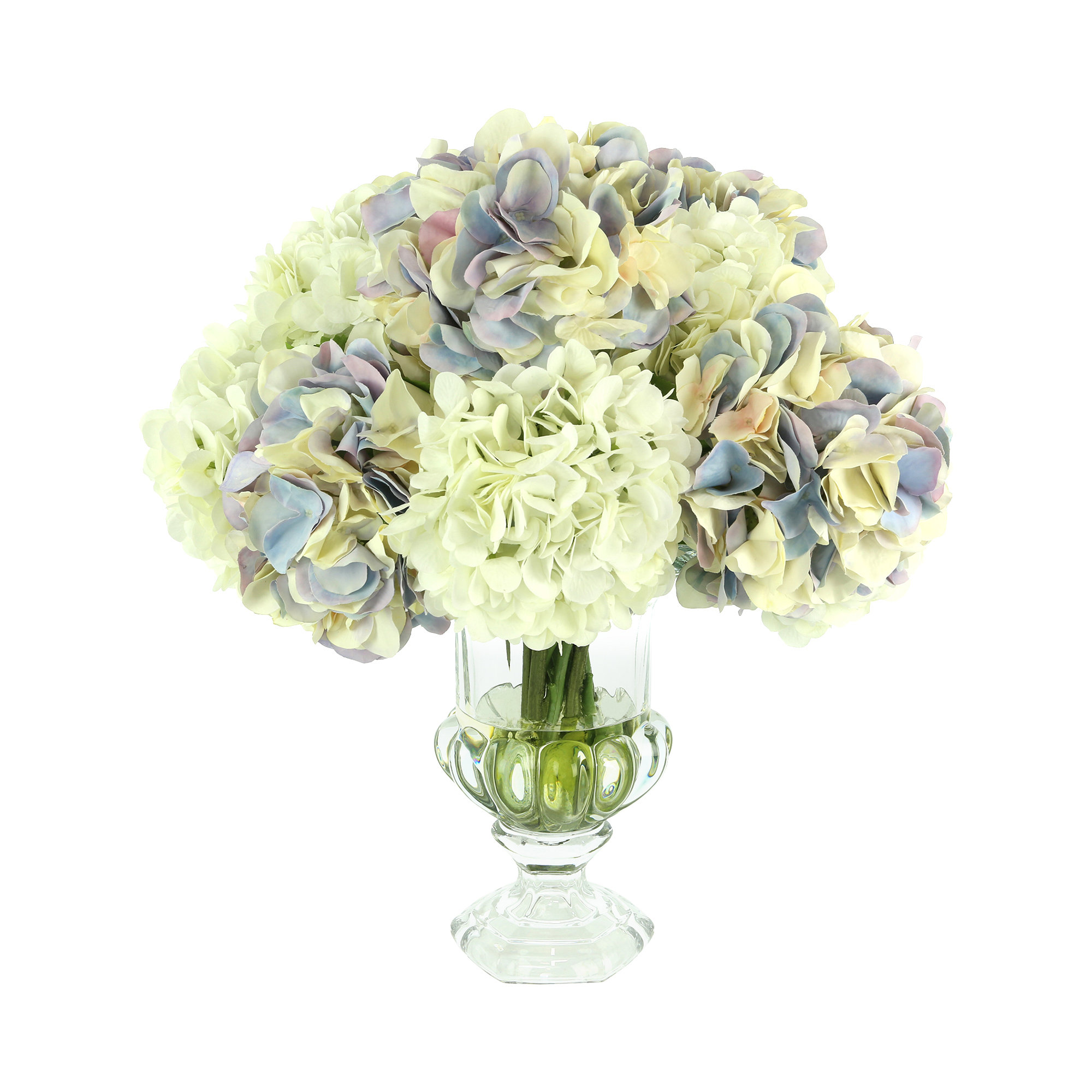 Primrue Assorted Hydrangeas in Glass Pedestal Vase | Wayfair