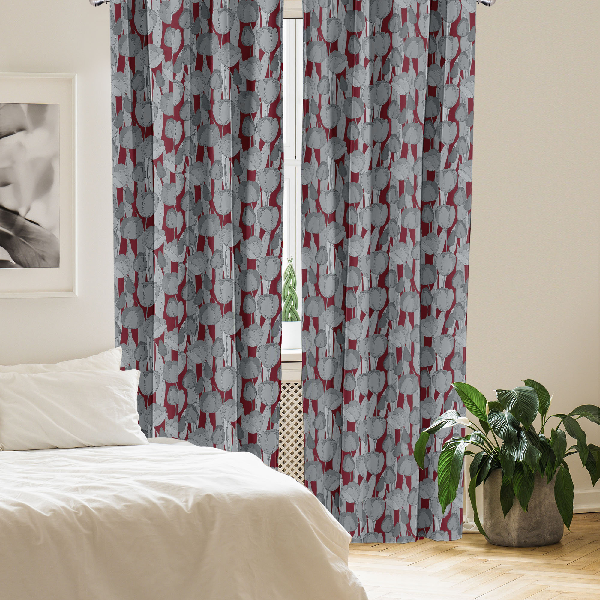 Burgundy And Gray Curtainsnull