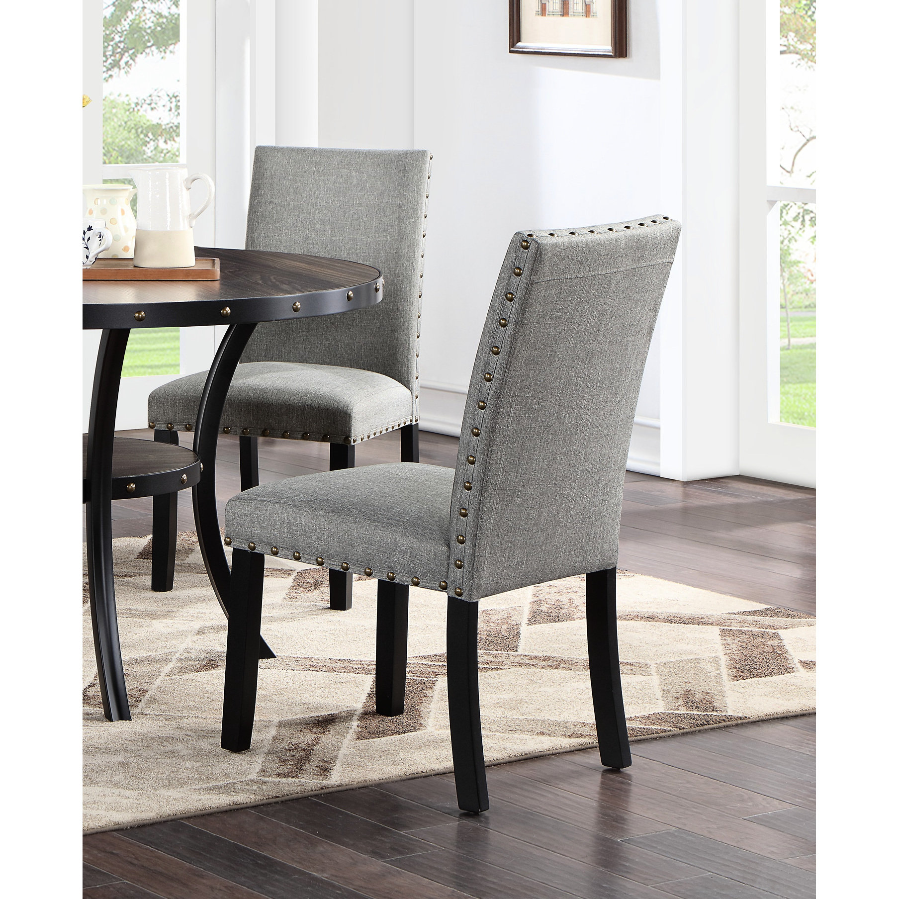 Lark Manor Fabric Dining Chairs Of 2, Transitional Style With Foam ...