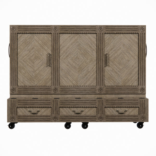 Red Barrel Studio® Imperial Queen Solid Wood Rolling Cabinet Bed with ...