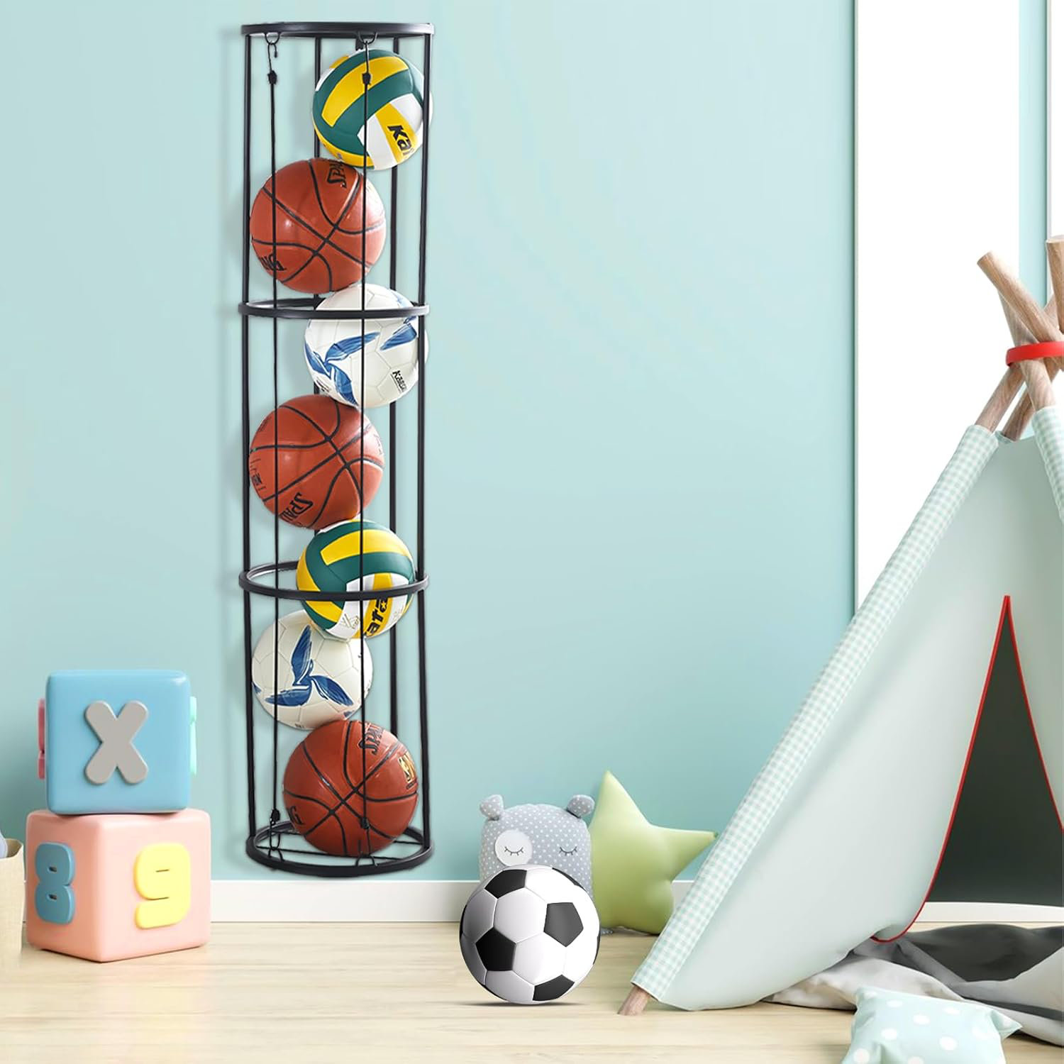 WFX Utility™ 3 Layer Garage Ball Storage, Durable Wall Mounted Vertical ...