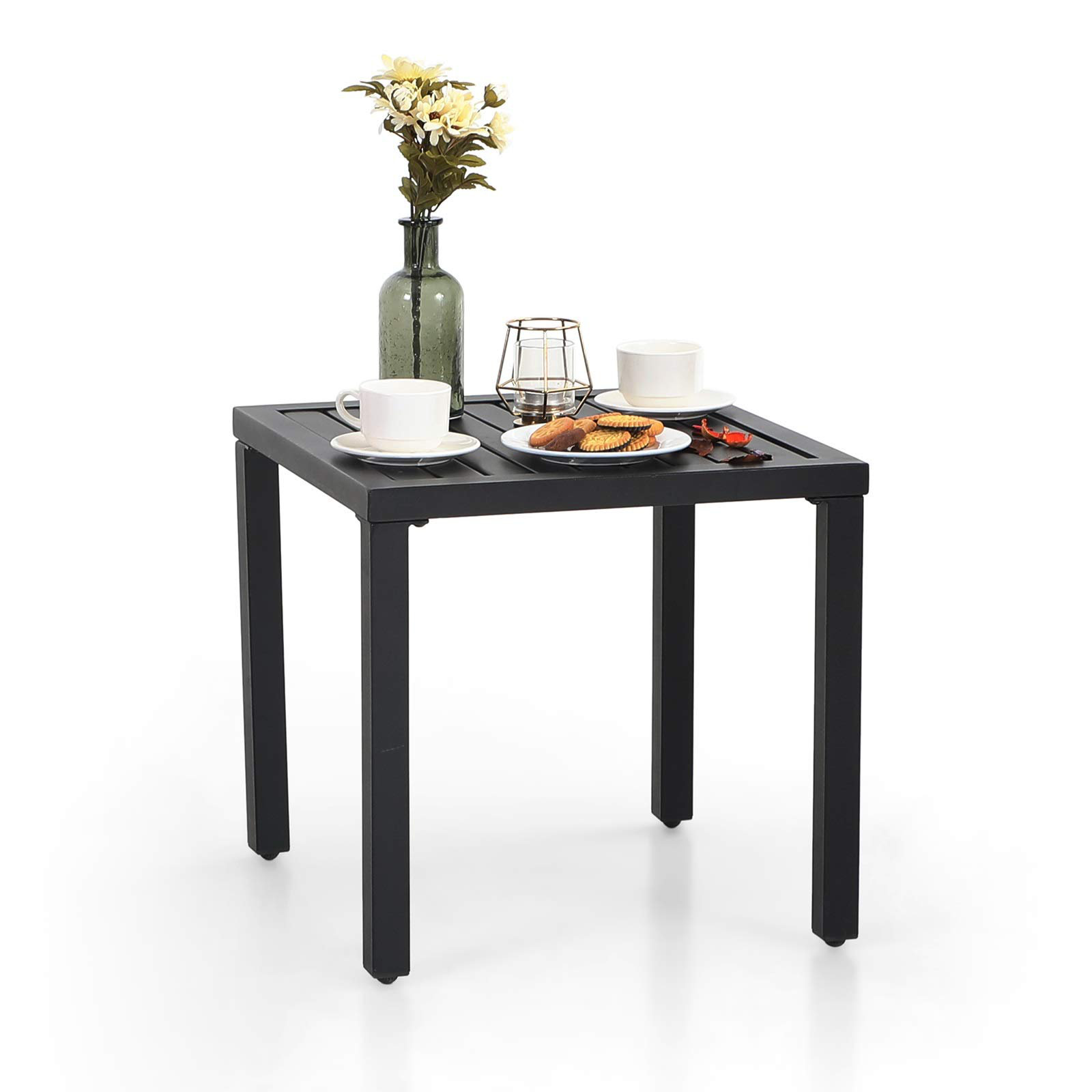 Latitude Run® Portable Coffee Table, Rust & Weather Resistant, Black ...