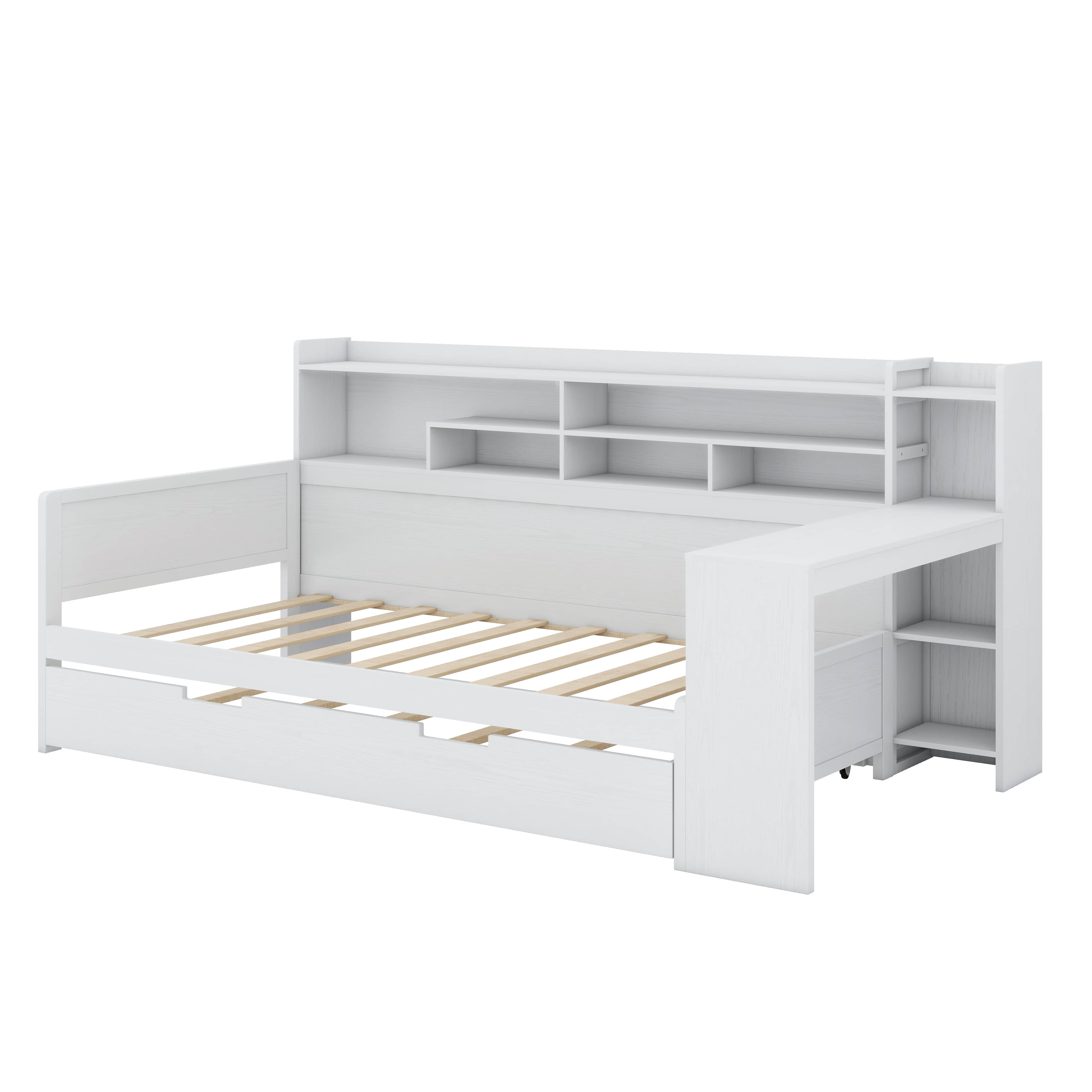 Latitude Run® Daybed With Trundle Side Bookcase And Desk Pine Wood ...
