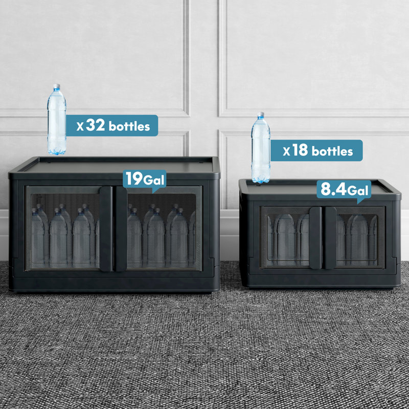 Ebern Designs 8.4Gal Foldable Plastic Storage Bins with Lids and Wheels ...