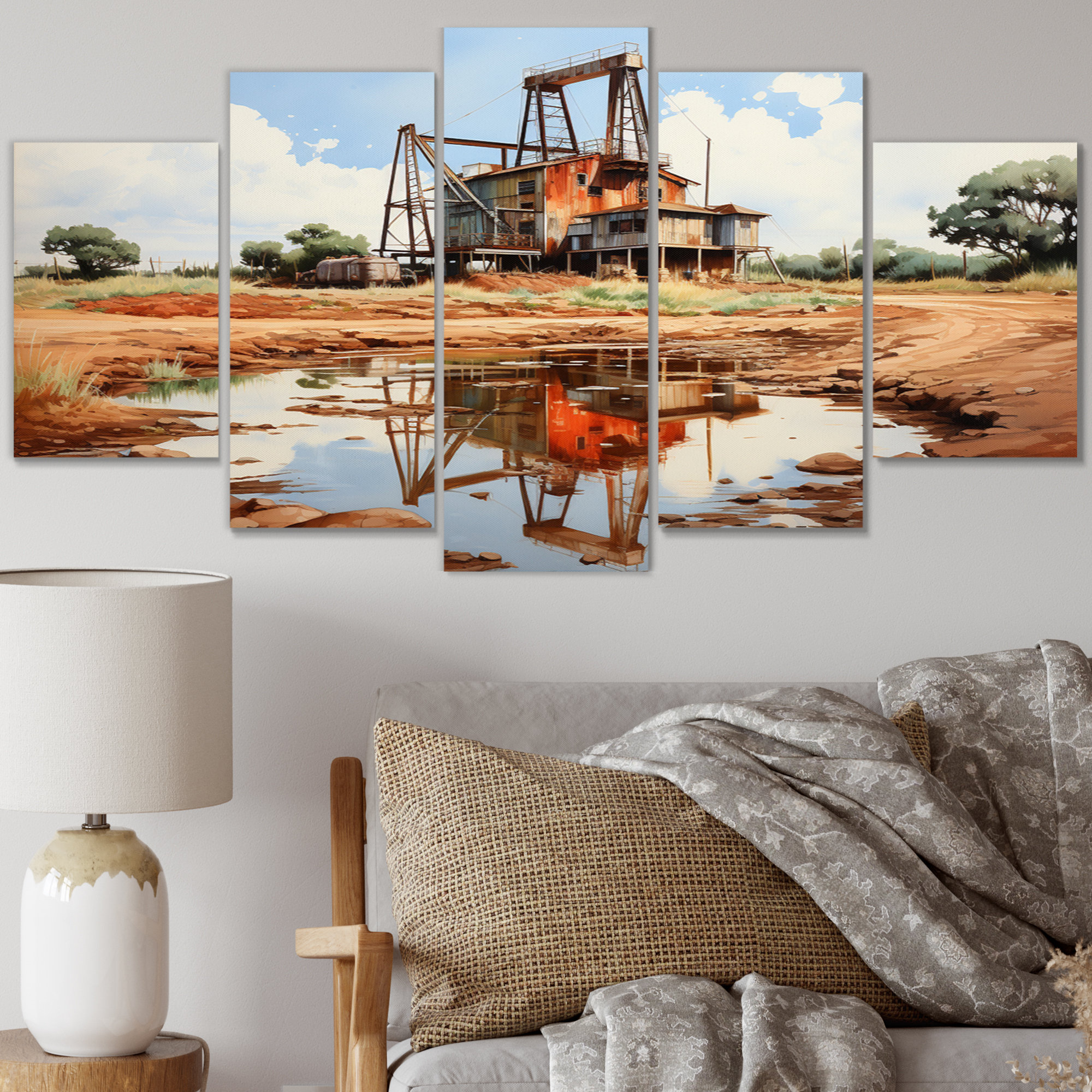 17 Stories Beige Oil Rig In Texas - Oil Rigs / Fields Wall Art Living ...