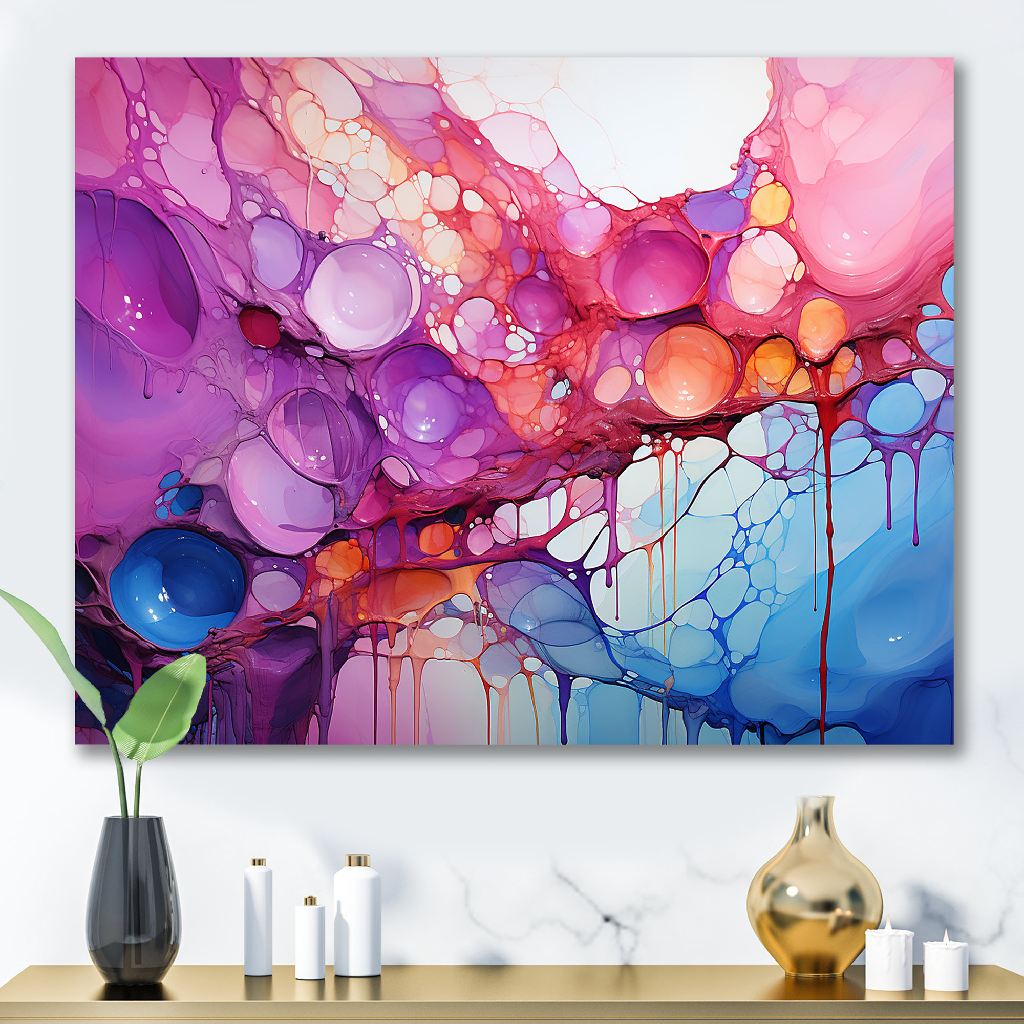 Wrought Studio™ Symphony Purple And Blue Drip Painting - Drip Painting ...