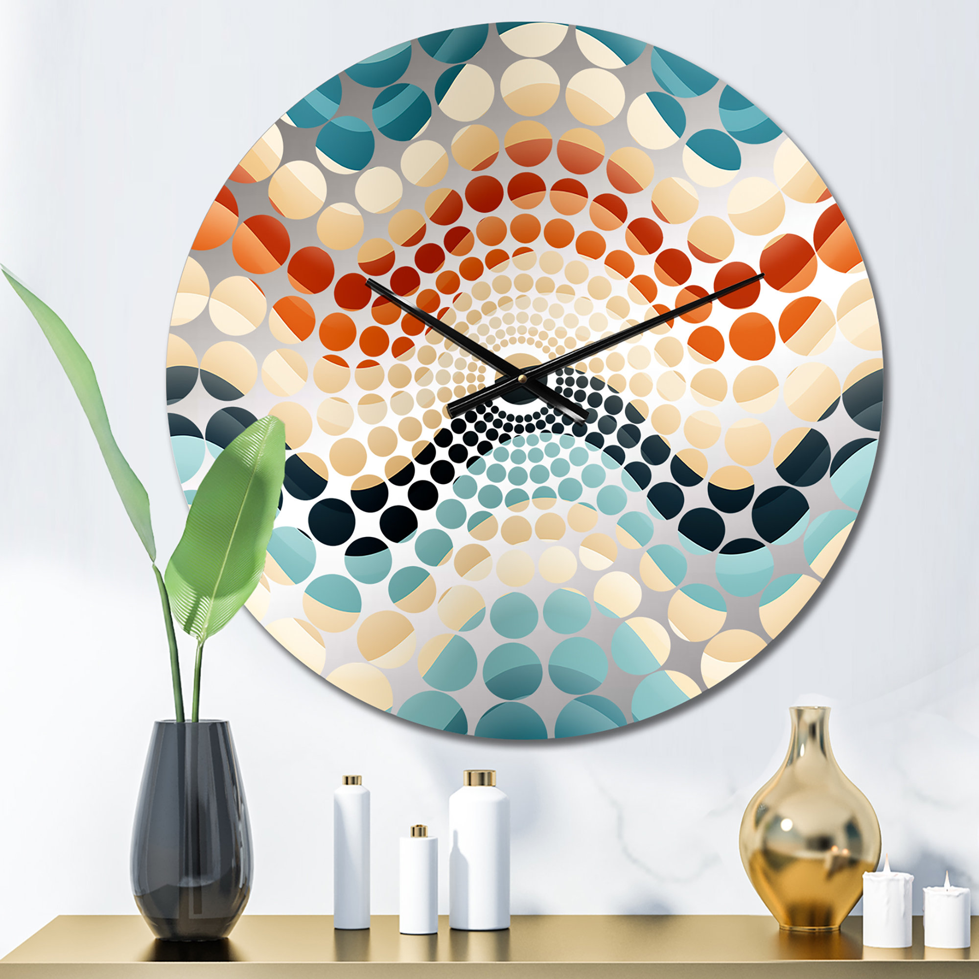 Design Art Beige And Blue Coastal Chevron Serenity - Chevron Wall Clock ...