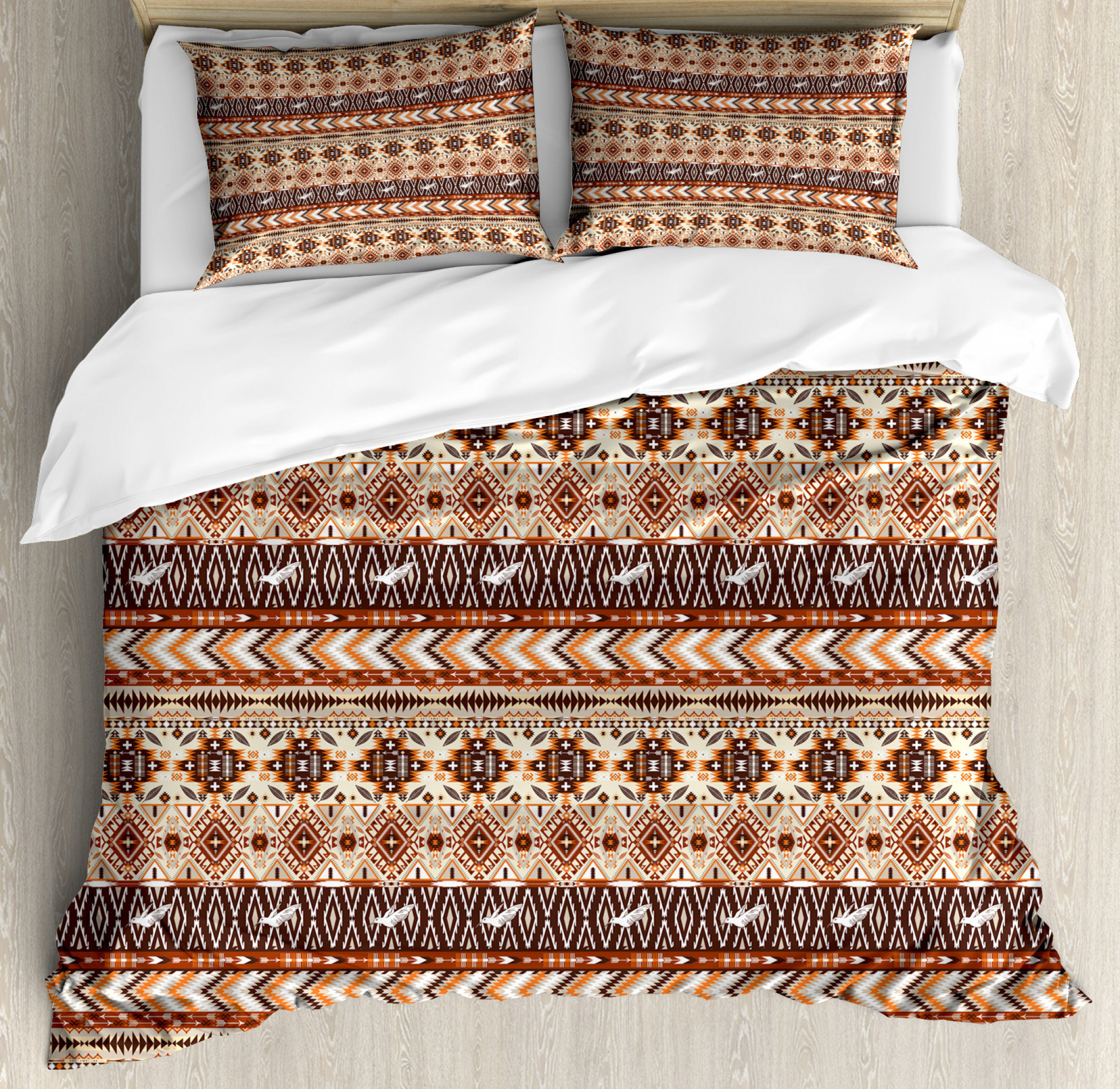 Ambesonne Red/Orange/Blue Microfiber Rustic Duvet Cover Set | Wayfair