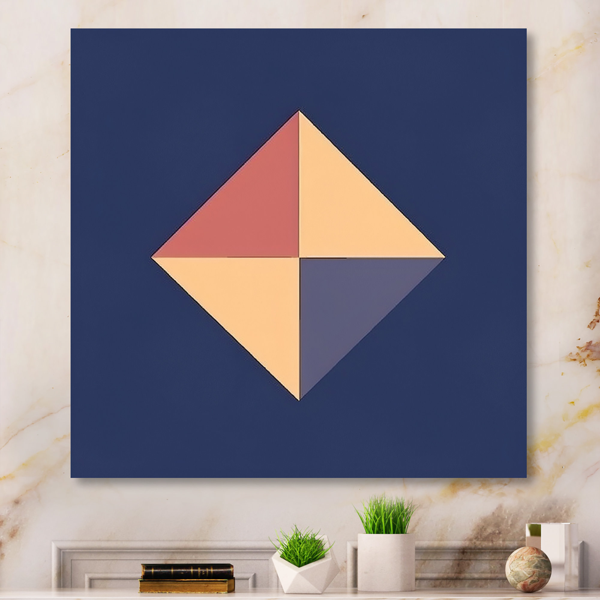 Ebern Designs Retro Diamond Geometry In Fadeds Retro Pastel On Canvas ...