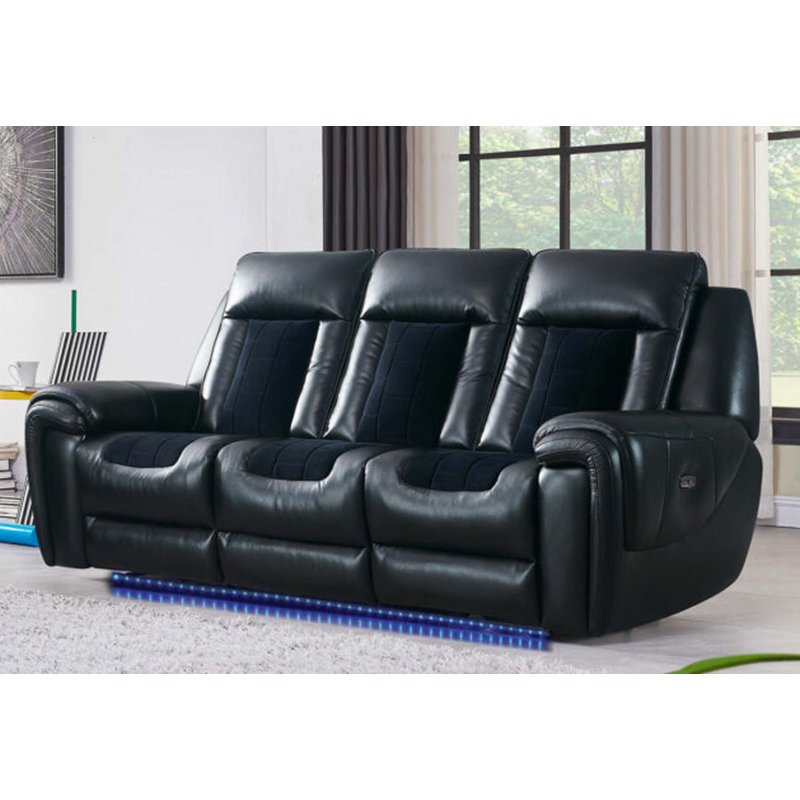 Orren Ellis Power Console Reclining Sofa With Led | Wayfair