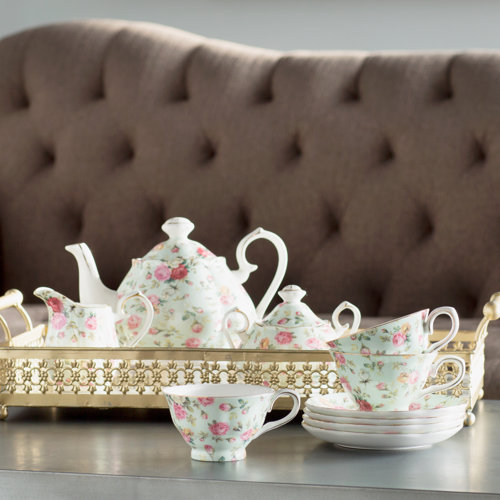 Coastline Imports Grace's Tea Ware 36oz. Floral Teapot Set For 4 ...