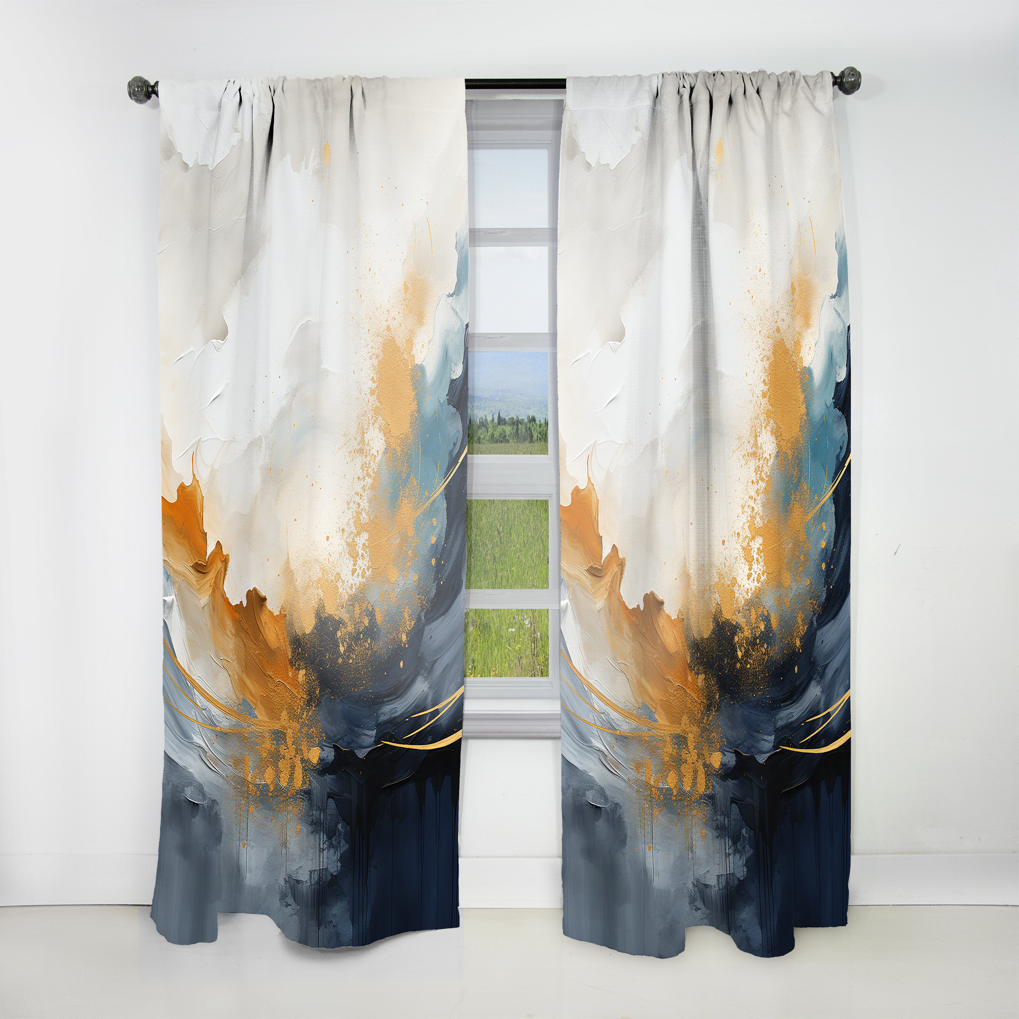 East Urban Home Argos - Painting Abstract Room Darkening Curtain - 1 ...