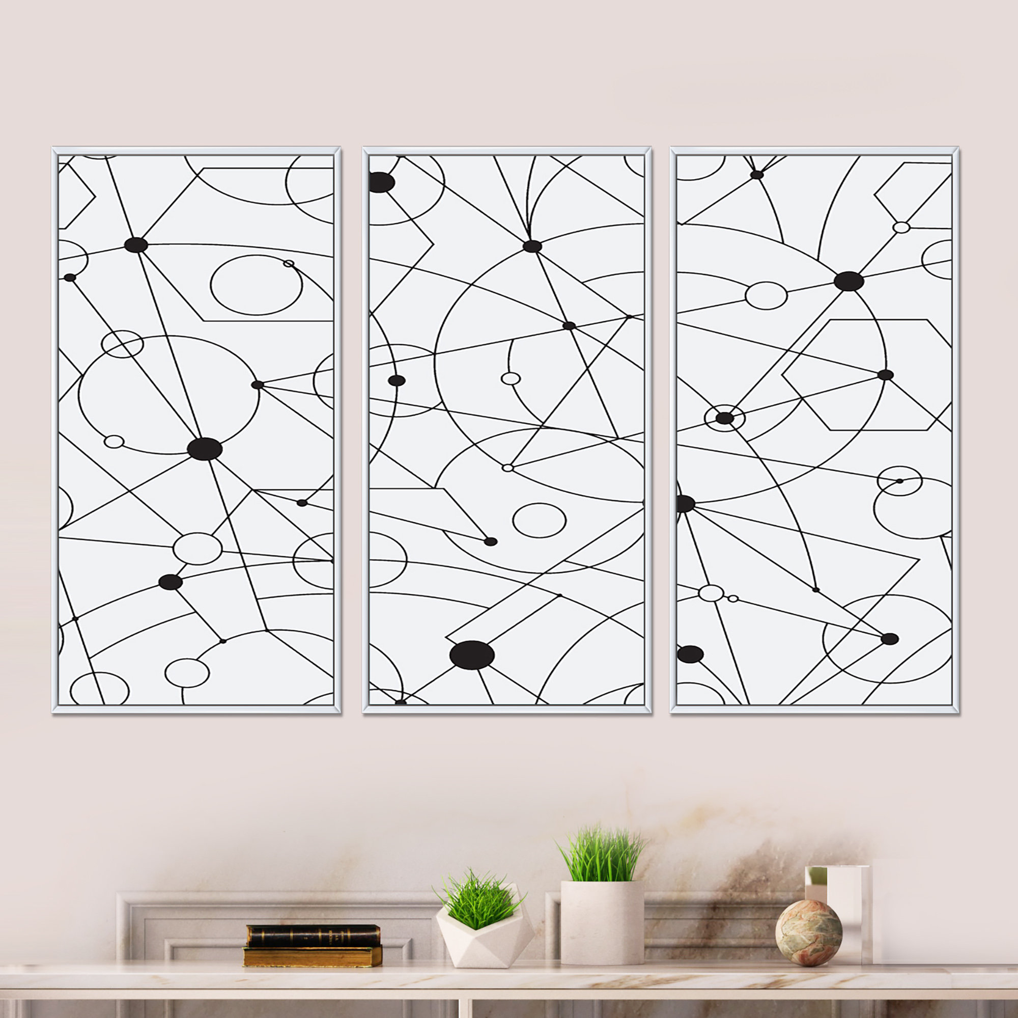George Oliver Retro Geometric Grid III - Mid-Century Modern Framed ...