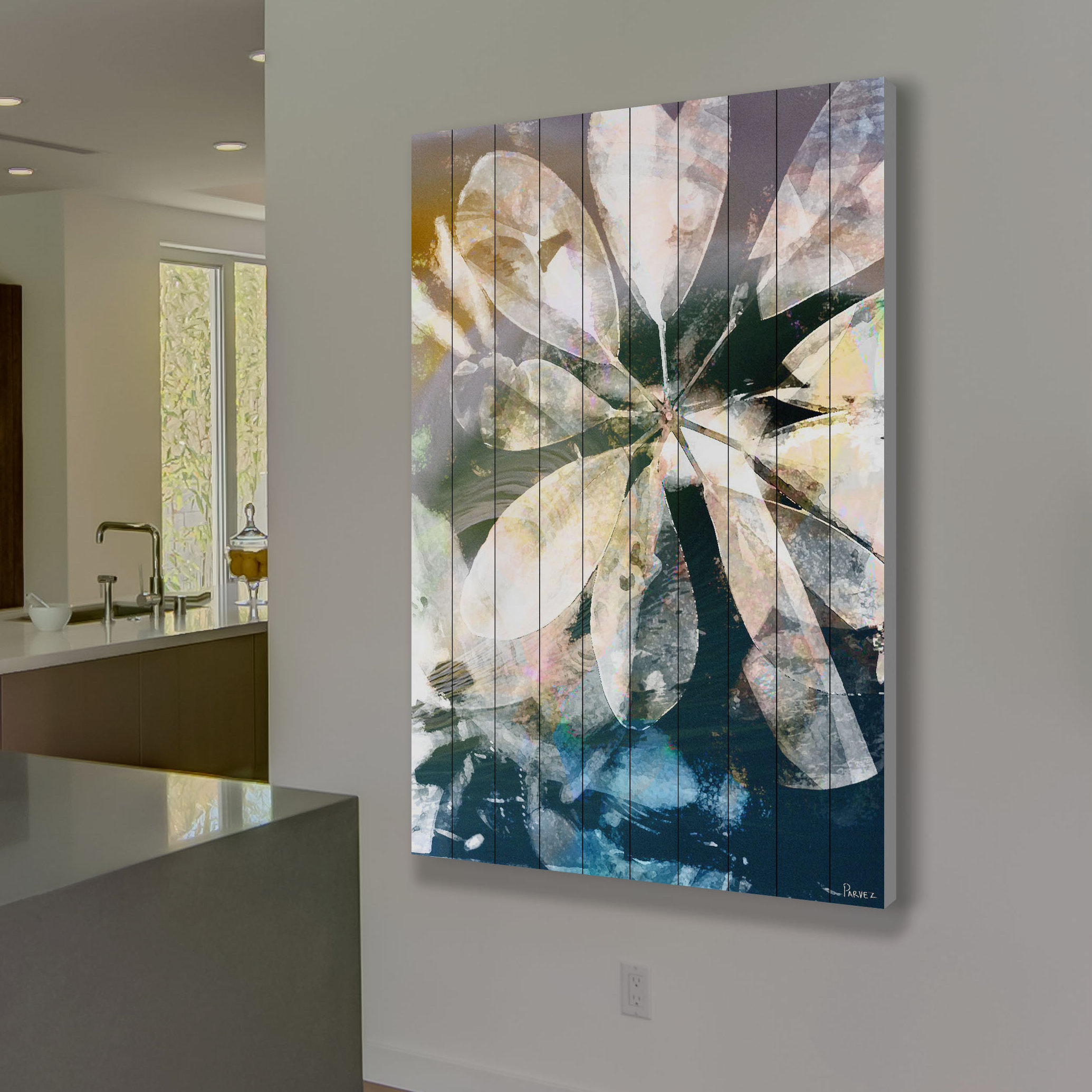 Parvez Taj 'Blue Water' by Parvez Taj Painting Print on White Wood ...