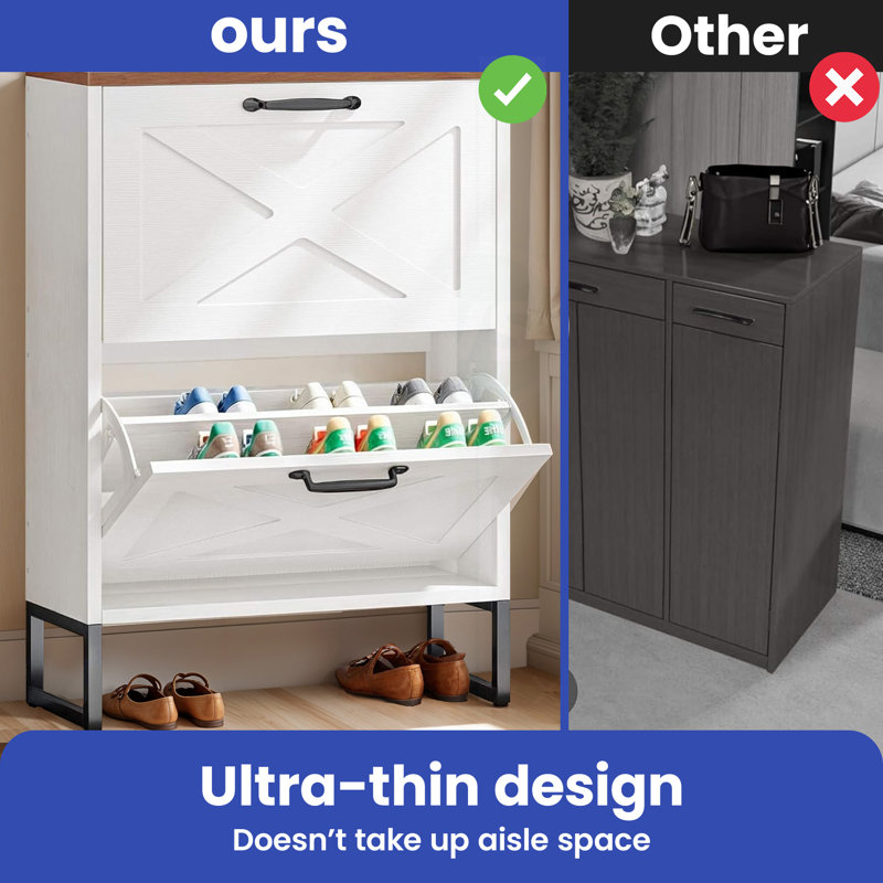 Gracie Oaks 12 Pair Stackable Shoe Storage Cabinet | Wayfair