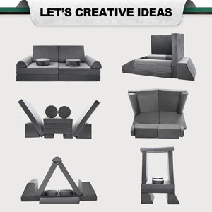 Isabelle & Max™ 10Pcs Play Sofa Set For Kids, Modular Sofa Fold Out ...