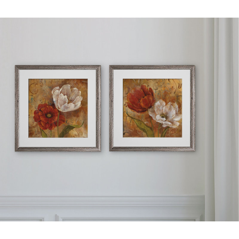 Charlton Home® 'Flower Duet' 2 Piece Framed Print Set "& Reviews" | Wayfair