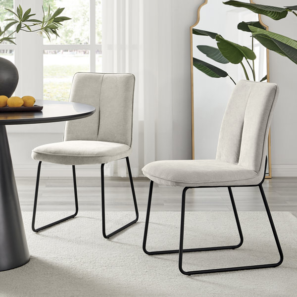 East Urban Home Devunte Luxury Fabric Upholstered Dining Chairs ...