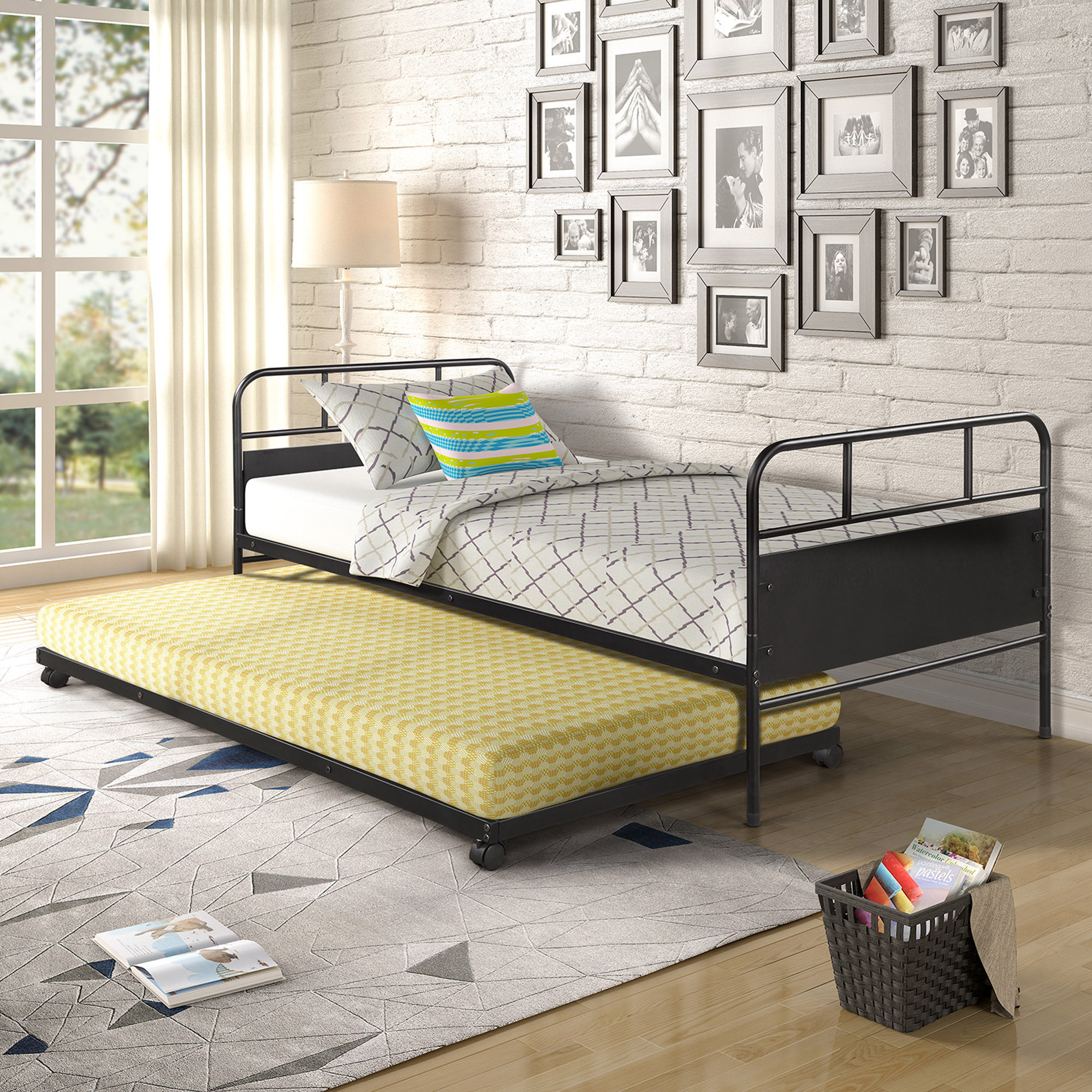 Latitude Run® Kendale Metal Daybed Platform Bed Frame with Trundle ...
