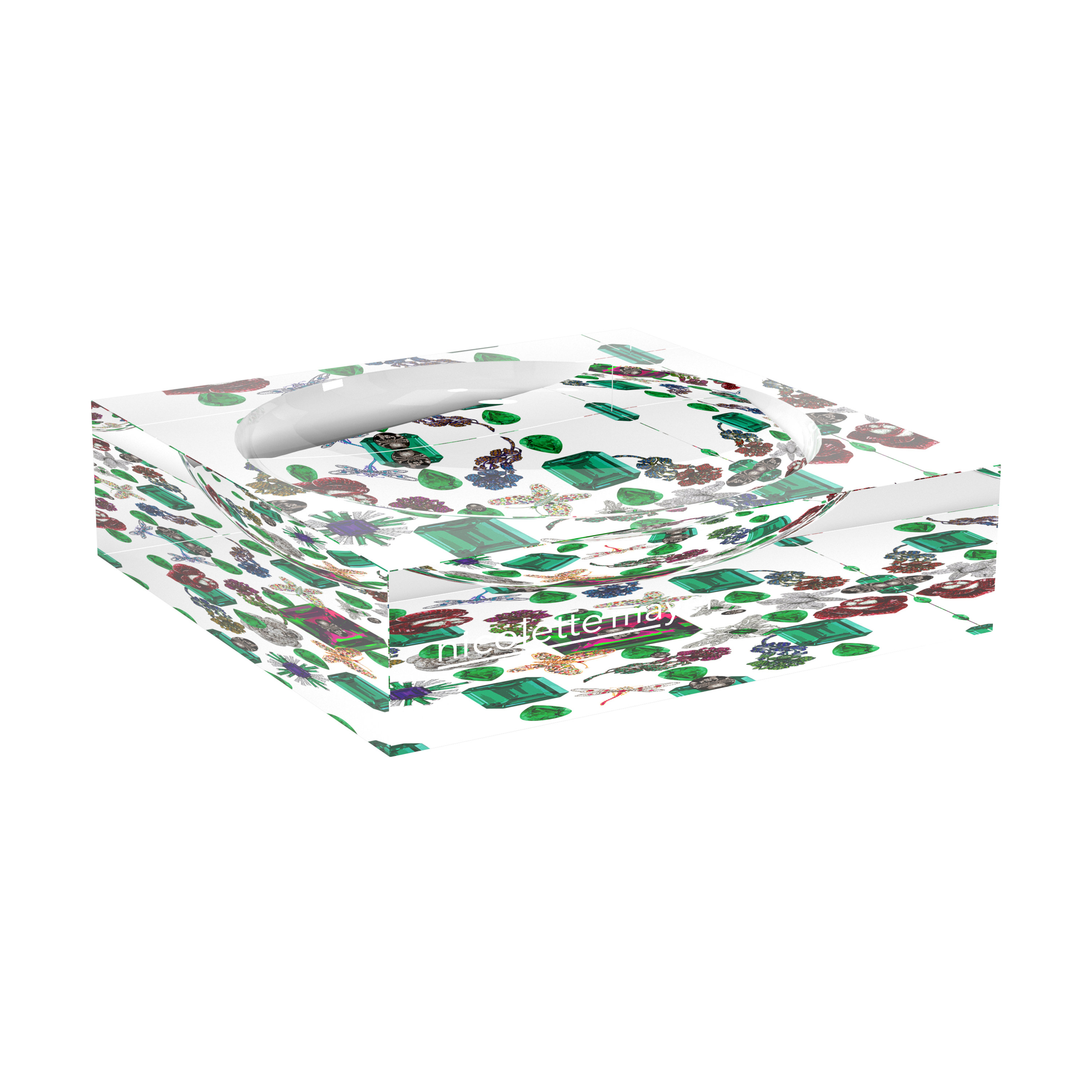Nicolette Mayer Jewel Box Emeralds White Acrylic Candy Catchall Dish ...