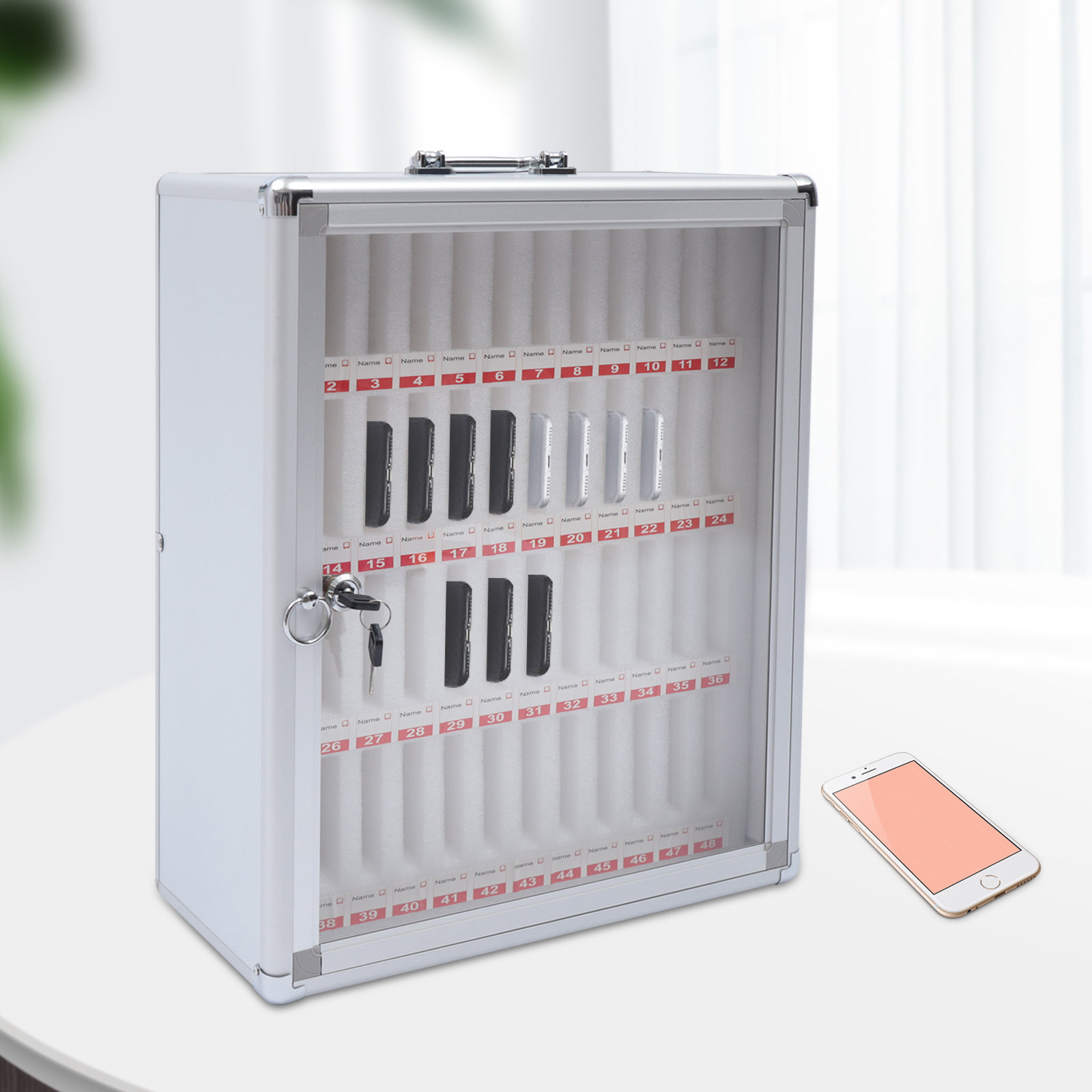 JOYDING 15.75" 48 Slots Loghot Pocket Chart Cell Phones Storage Cabinet ...