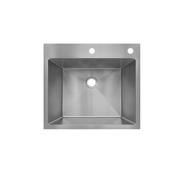 Sinber 25" x 22" Drop In Single Bowl Kitchen Sink with 18 Gauge 304 ...