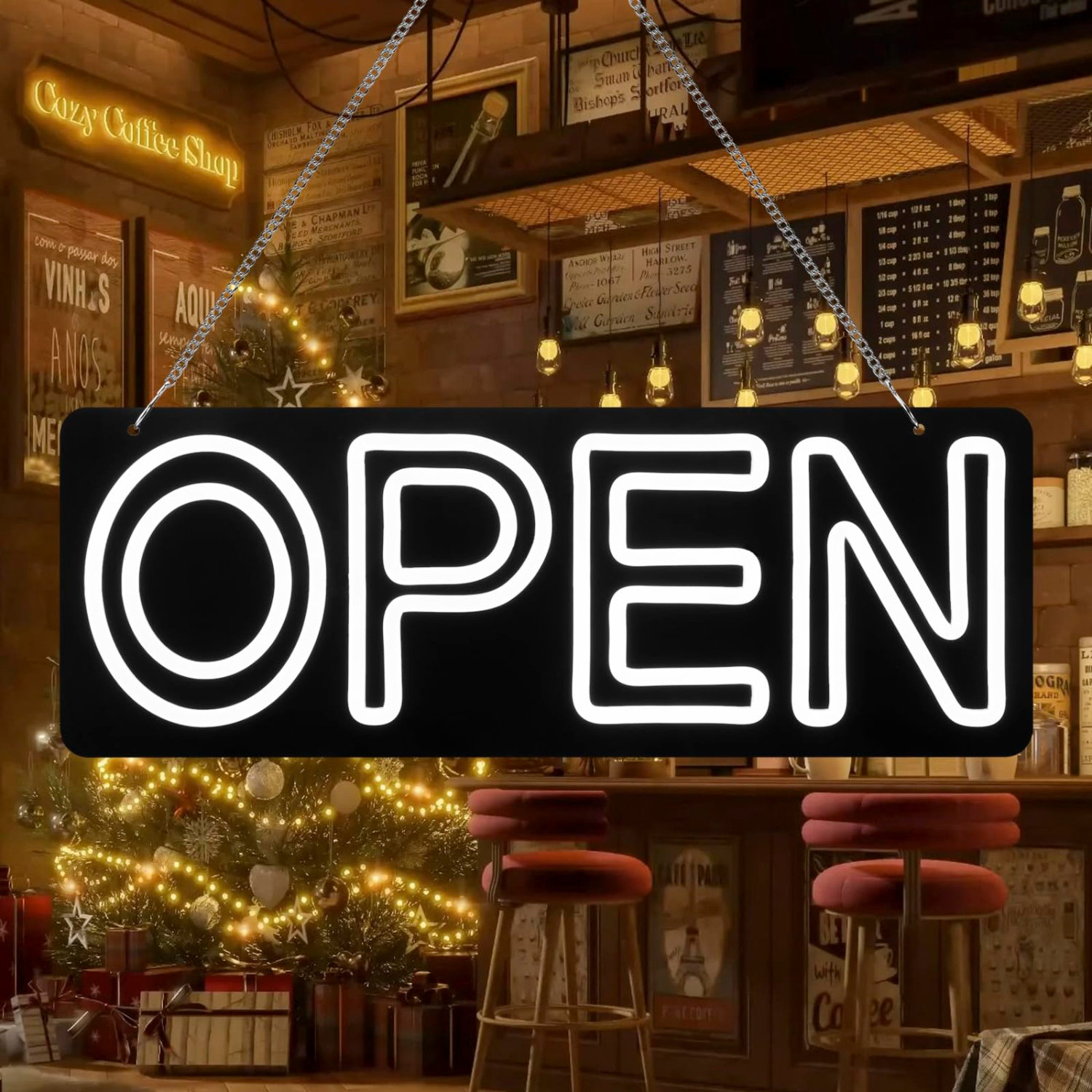 Orblue 32"X12" Extra Large LED Open Signs For Business, 2 Lines Unique ...