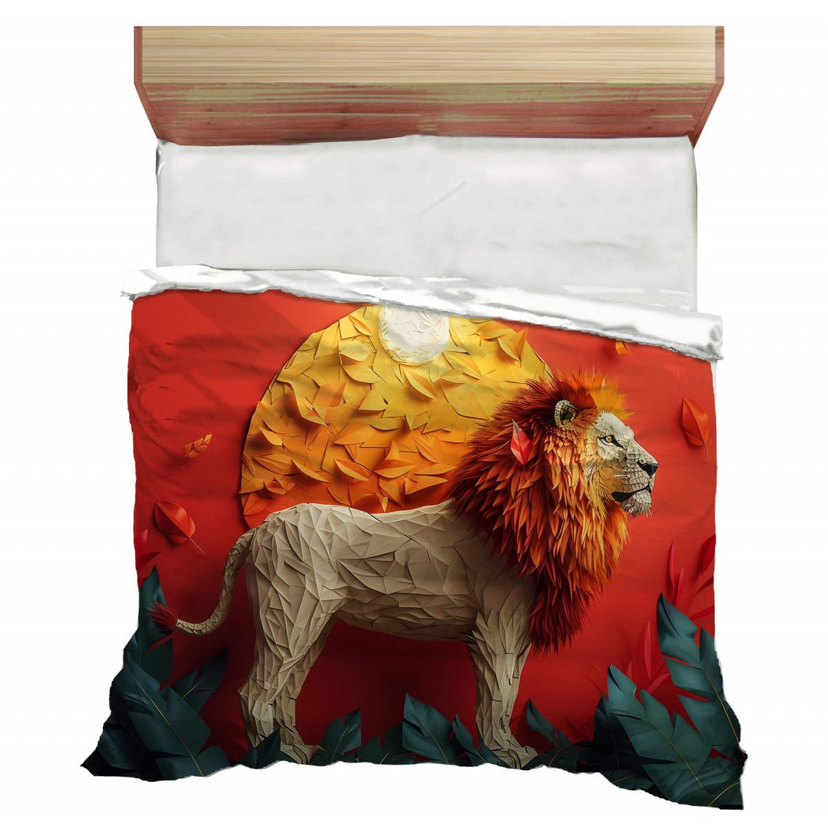 VisionDecor Lion Art Bedding Wildlife Duvet Cover Low Poly | Wayfair