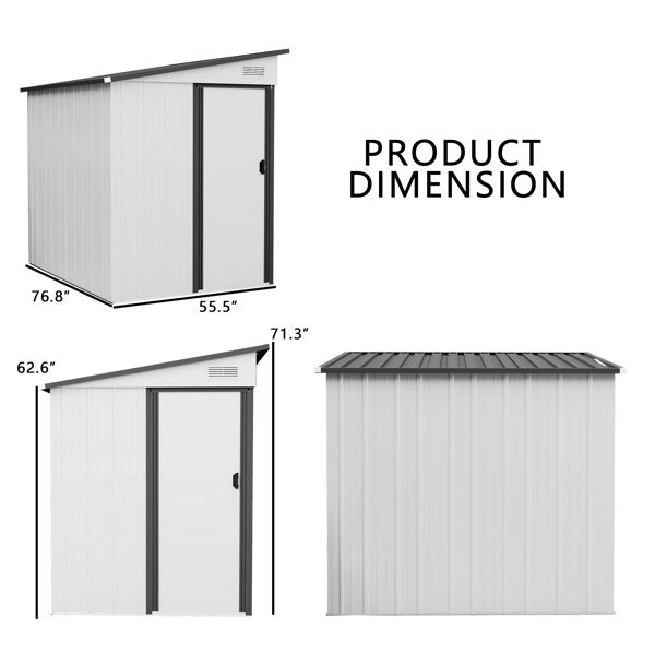 Bvldfamly 4.6 ft. W x 6.4 ft. D Galvanized Steel Lean-to Garage Shed ...
