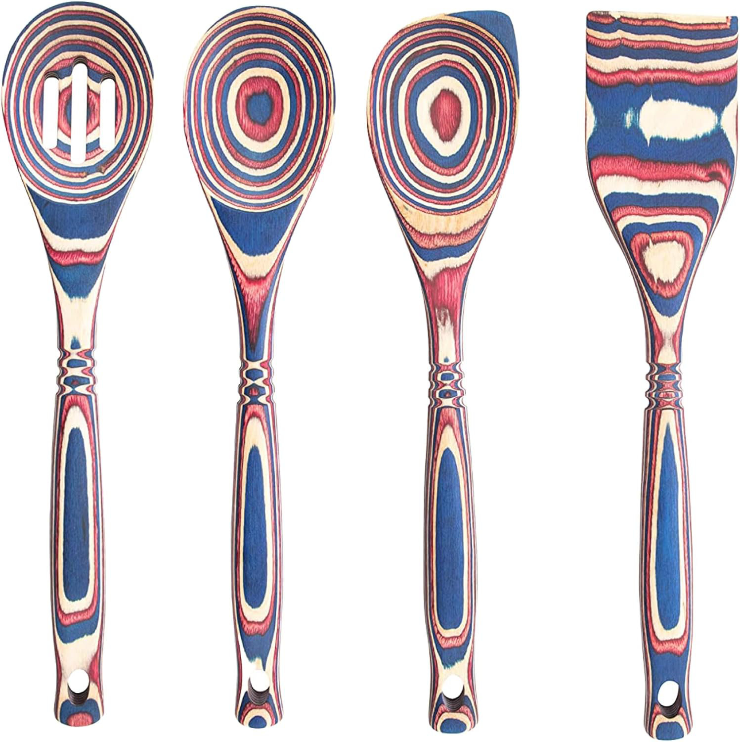 WRIWON 12-Inch Stirring Spoon Set With Standard Spoon, Slotted Spoon ...