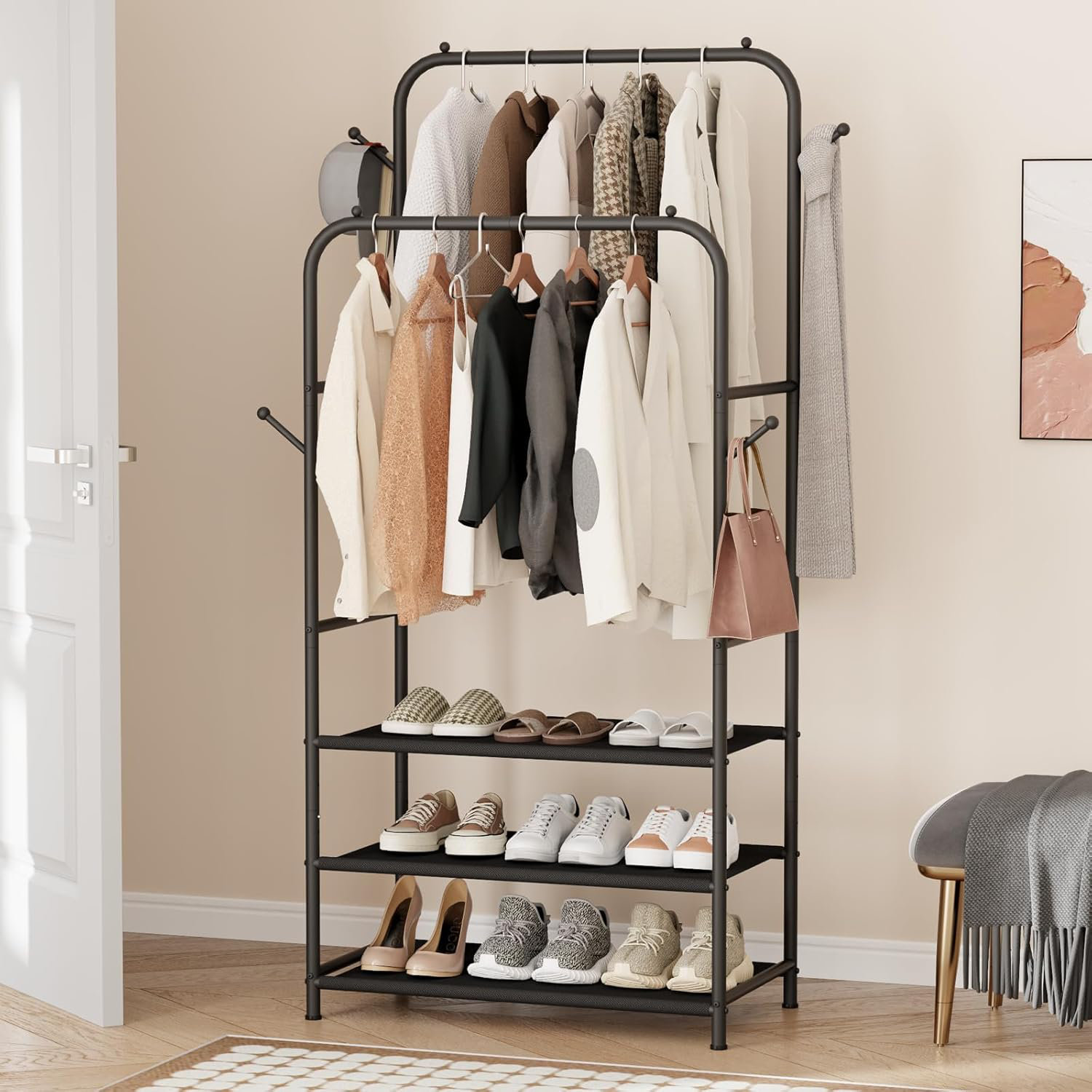 Rebrilliant Double Rods Clothing Garment Rack | Wayfair