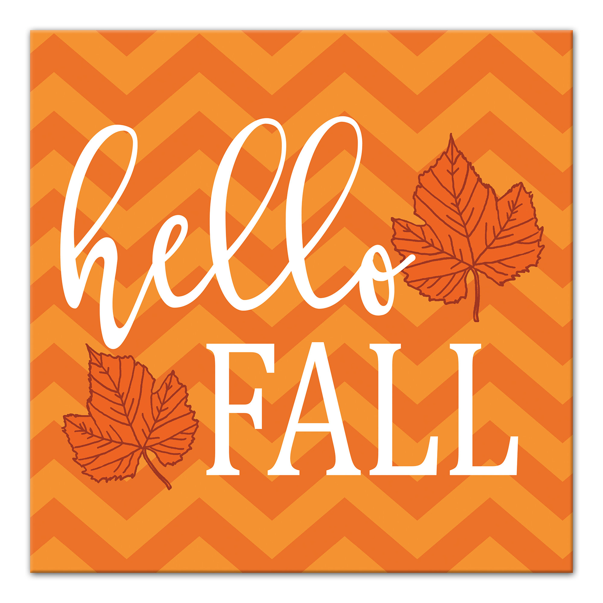 The Holiday Aisle® 'Hello Fall Chevron' - Textual Art Print on Canvas ...