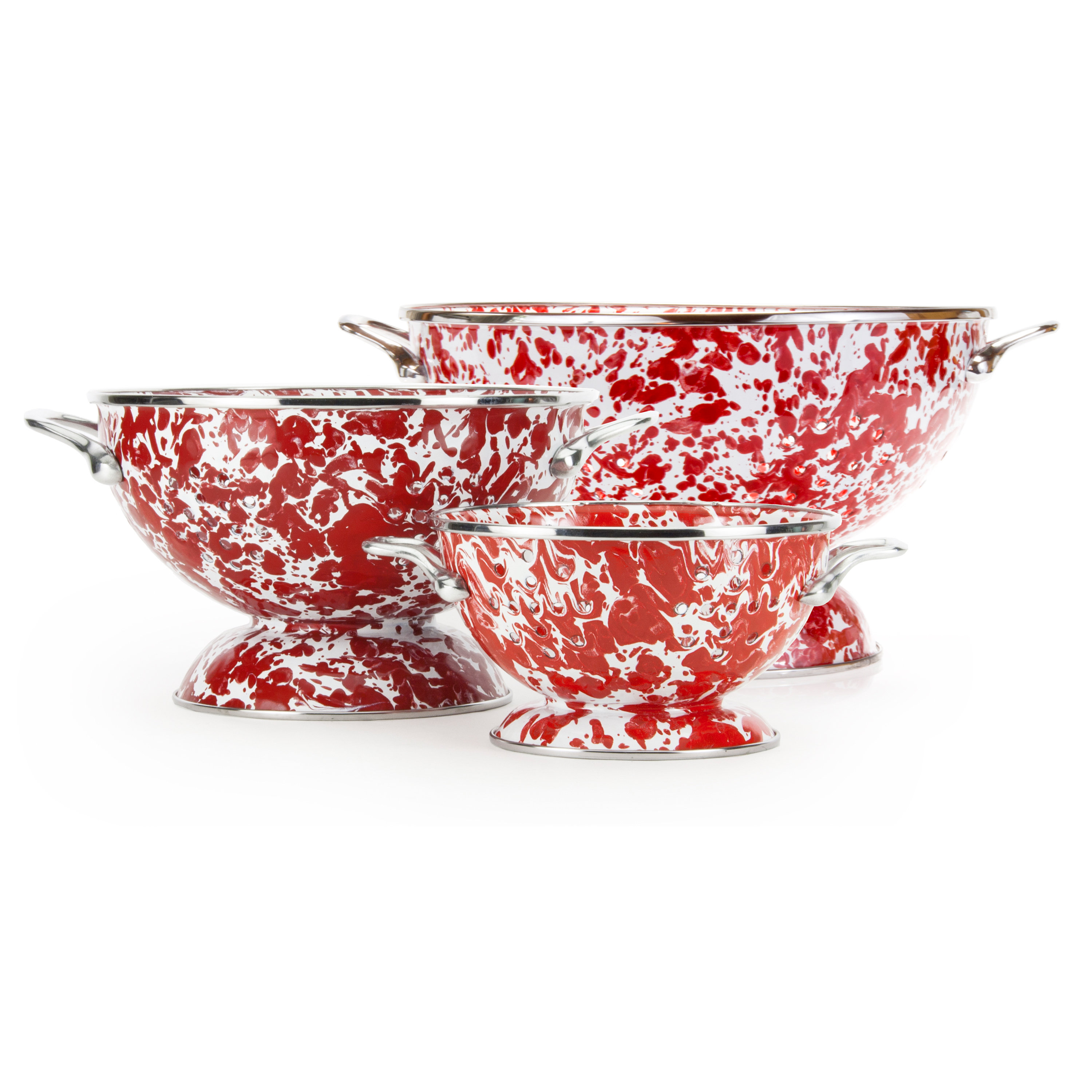 Golden Rabbit Red Swirl Set of Colanders | Wayfair