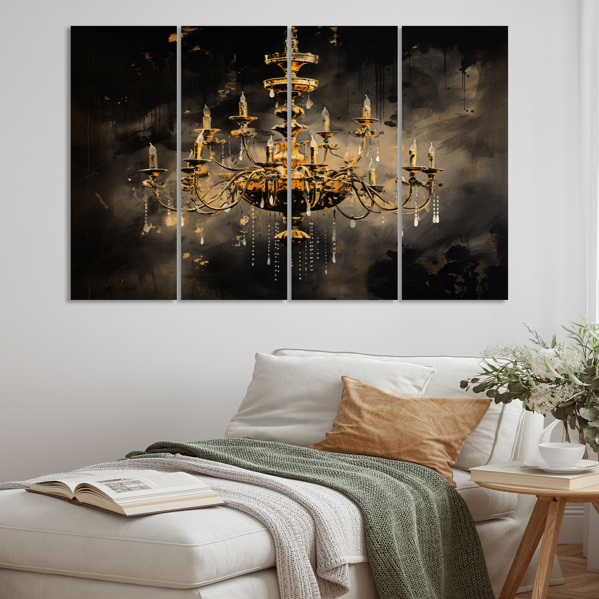 Design Art Chandelier Sumi Zen II - Chandelier Metal Wall Decor Set ...