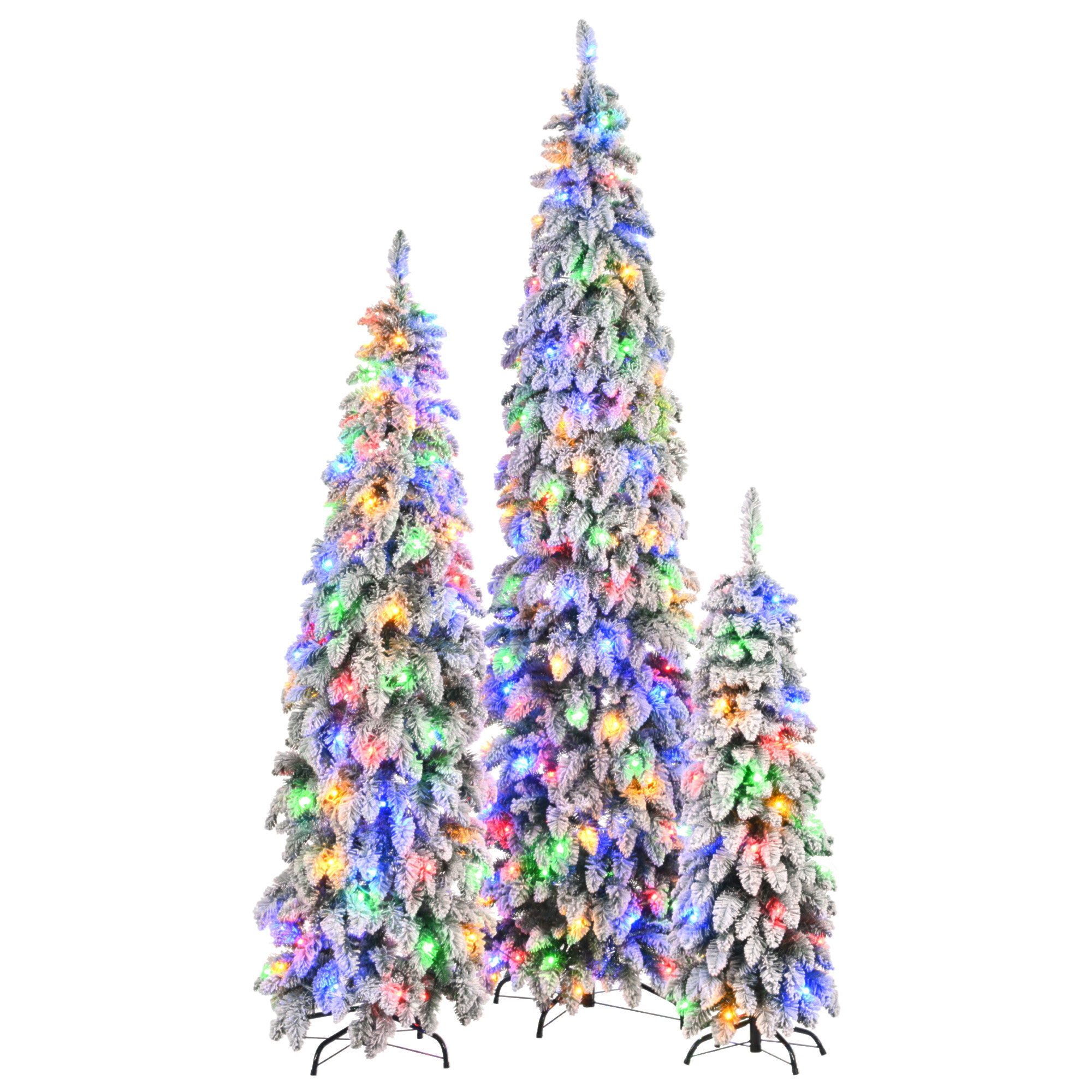 HLILish 8FT, 6FT, 4FT Pre-Lit Pencil Christmas Trees, 3-Set Slim ...