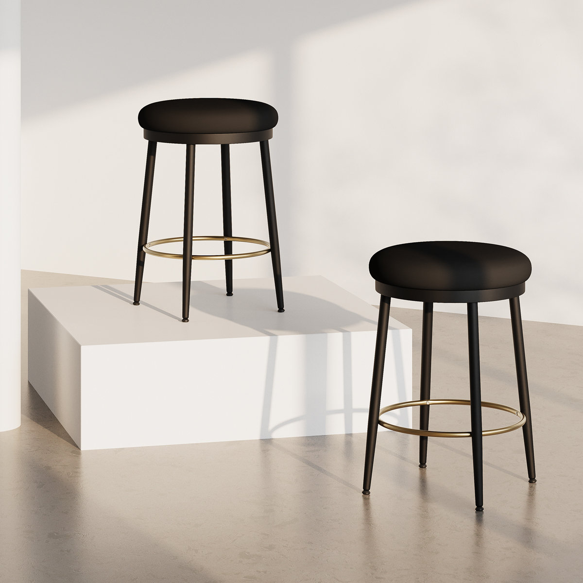 Latitude Run® 24.75'' Modern Counter Stools,Black Counter Stools With ...