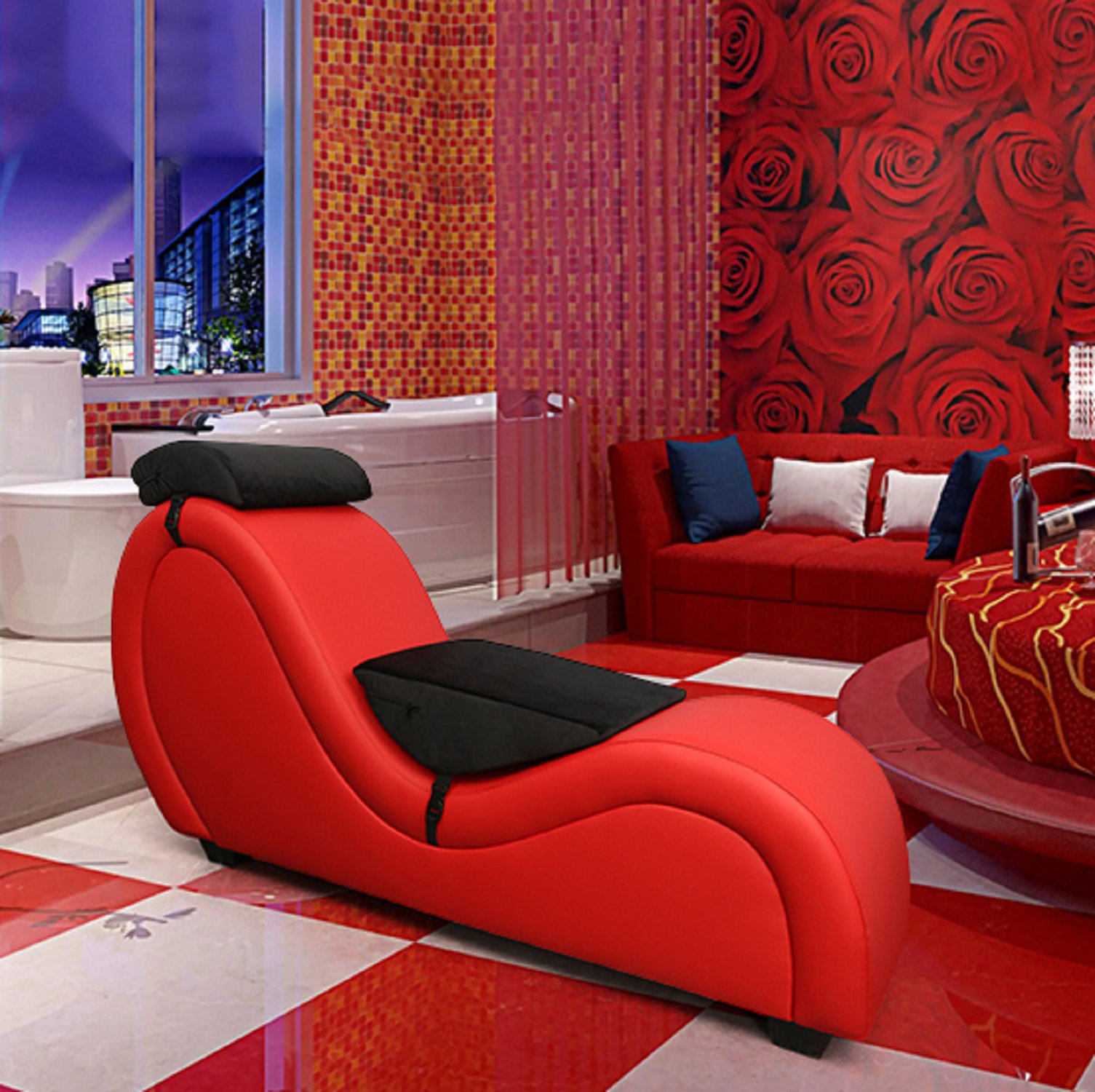 Wrought Studio™ Fitser Vegan Faux Leather Chaise Lounge, Yoga Chairs for Stretching Exercising ...