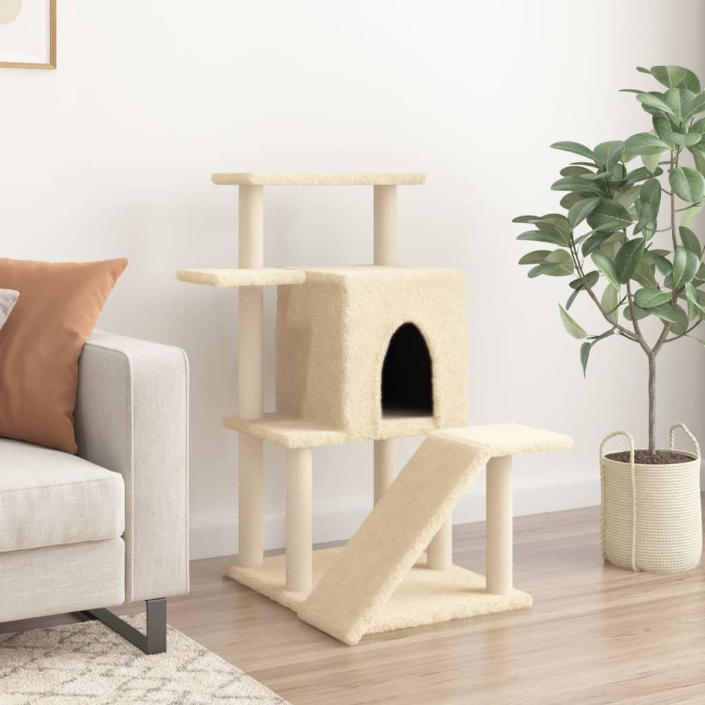 vidaXL Cat Tree Engineered wood, plush, sisal 38.2 in tall Durable ...