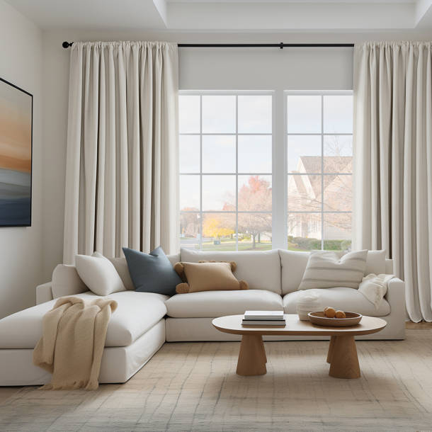 Gracie Oaks Oesha Faux Linen Curtains for Bedroom - Semi Sheer Curtain ...